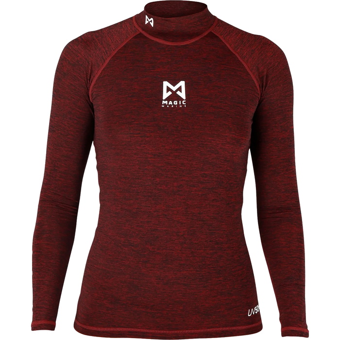 Magic Marine Womens Cube Long Sleeve Rash Vest MM081011 - Red Melee ...