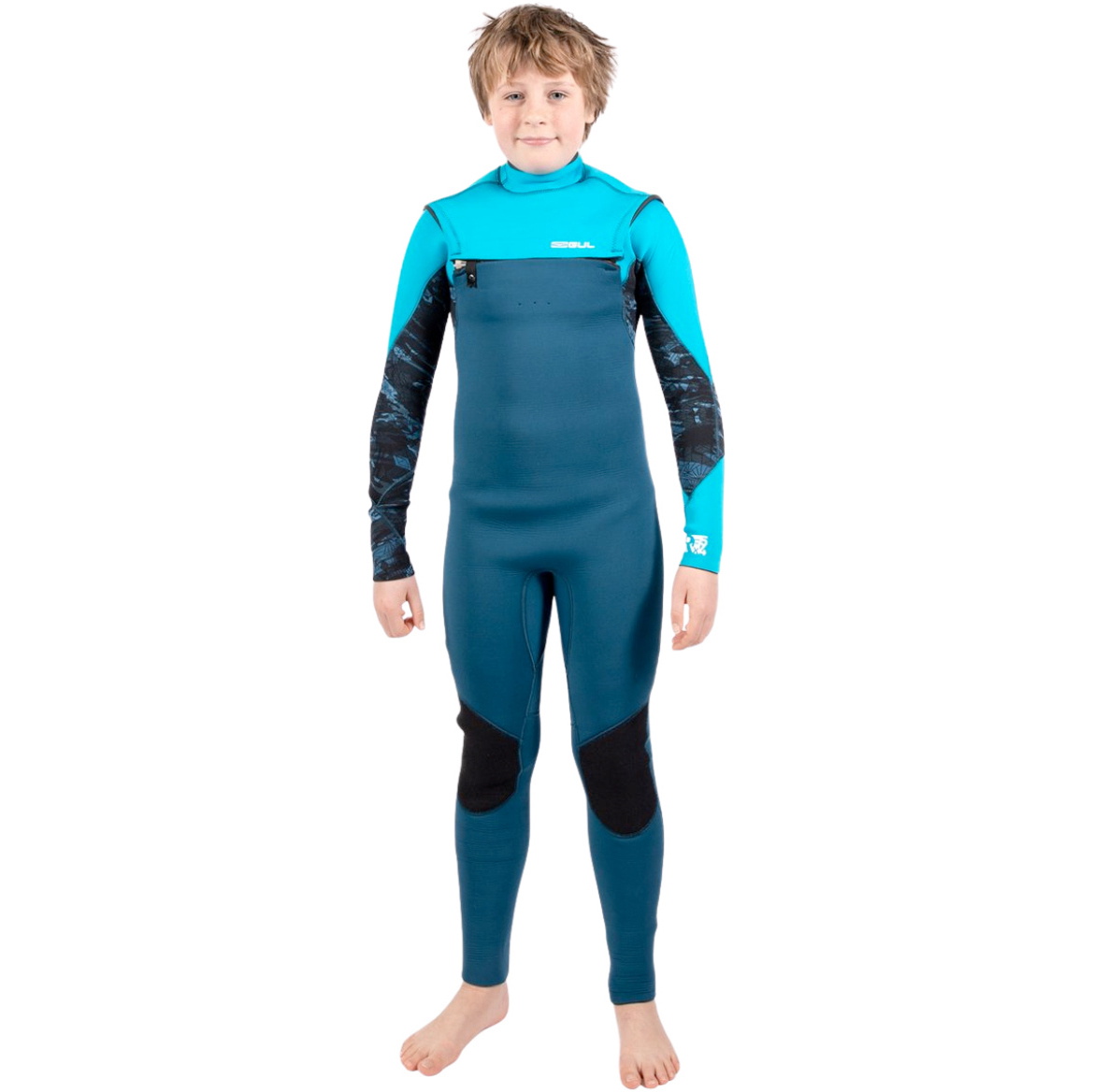 2026 Gul Junior Response 5/4mm Chest Zip Wetsuit RE1251 - Navy / Cyan ...