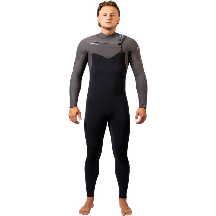 2026 Gul Mens Yulex Flexor 5/4mm Chest Zip Wetsuit FX1221-BKGY - Black ...