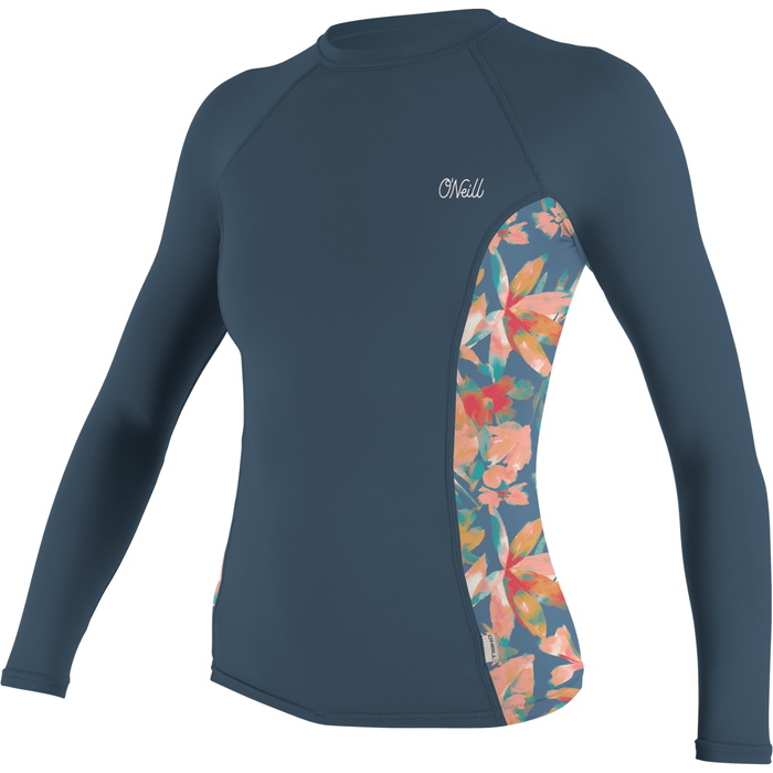 2025 O'Neill Womens Side Print Long Sleeve Rash Vest 5406S - Copen Blue ...