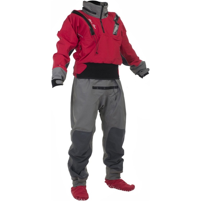 Gul Scapa Kayak Drysuit U-ZIP PeeZip Inc FLEECE Grey / Red GK0147 ...