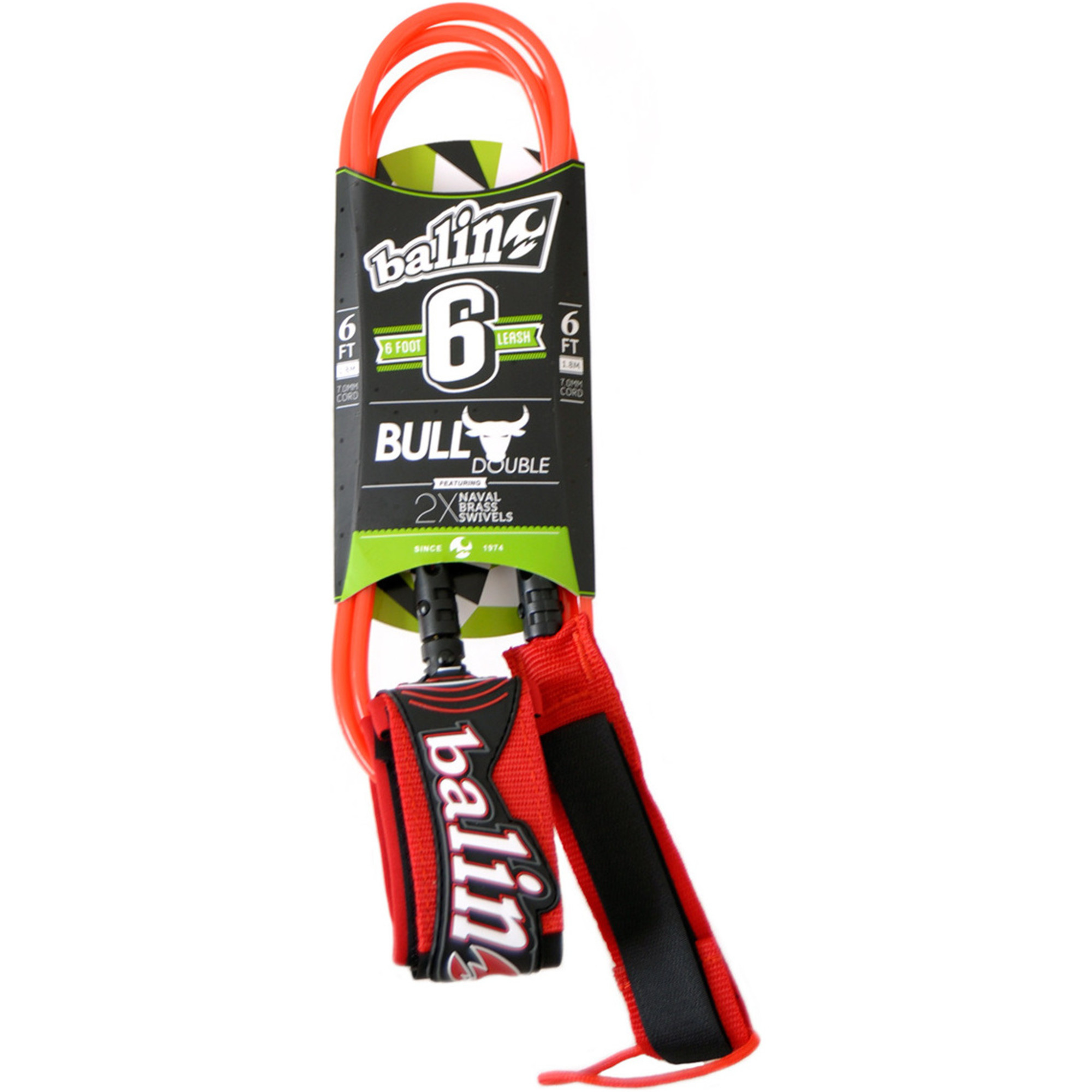 Balin Bull Series 7mm Double Swivel Leash Red - 6ft - BULL6 ...