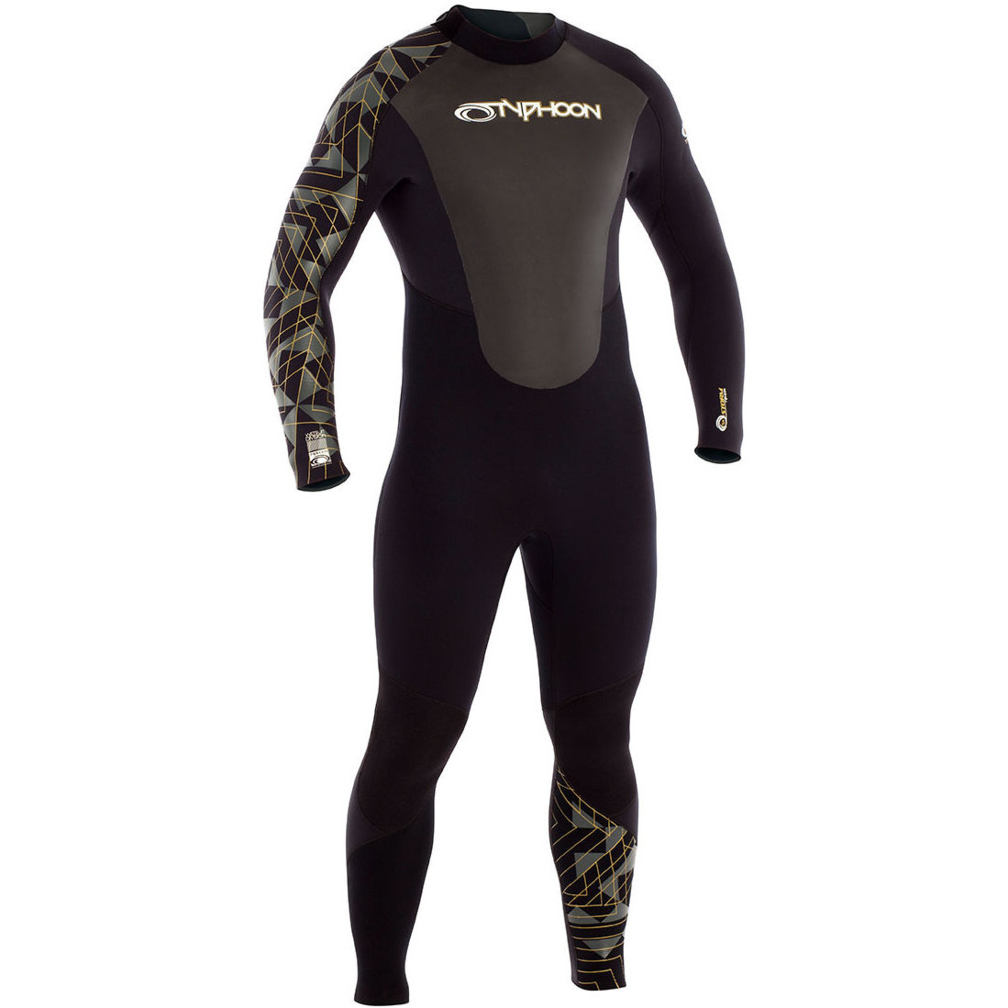 2019 Typhoon Storm 3/2mm GBS Wetsuit Black / Gold 250772 - Wetsuits ...