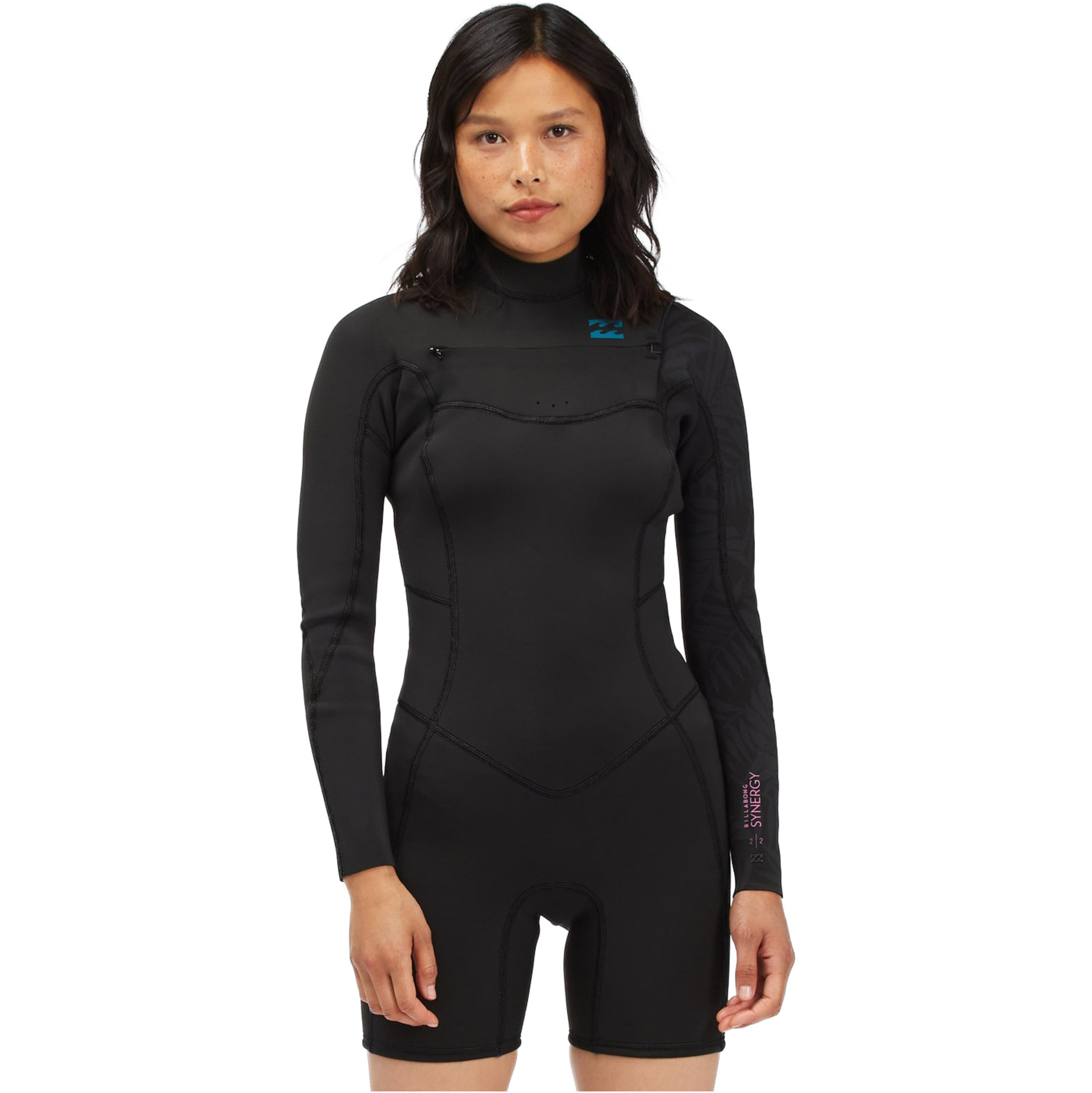 2024 Billabong Womens Synergy 2mm Chest Zip Long Sleeve Shorty Wetsuit ...