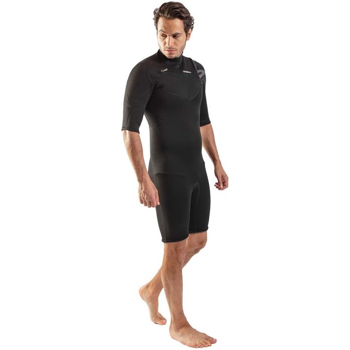 2024 Gul Mens Echo 3/2mm Chest Zip Shorty Wetsuit RE3325-C1 - Black ...