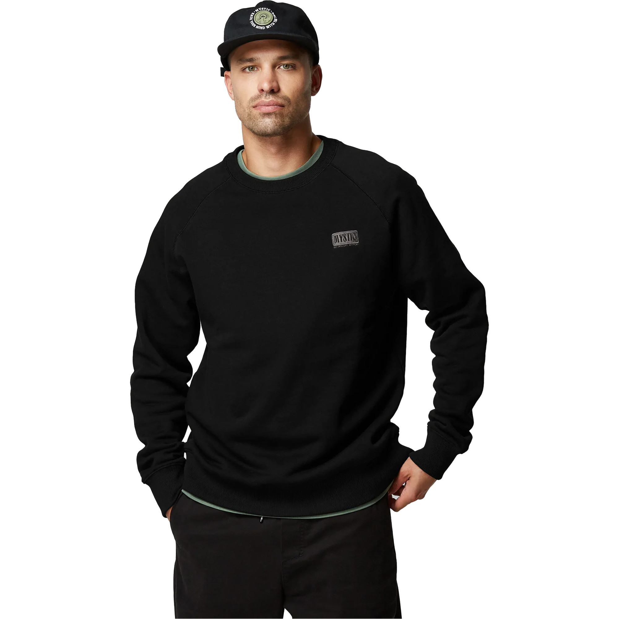2024 Mystic Mens Mayhem Crew Sweater 35104 230052 - Black - Clothing ...