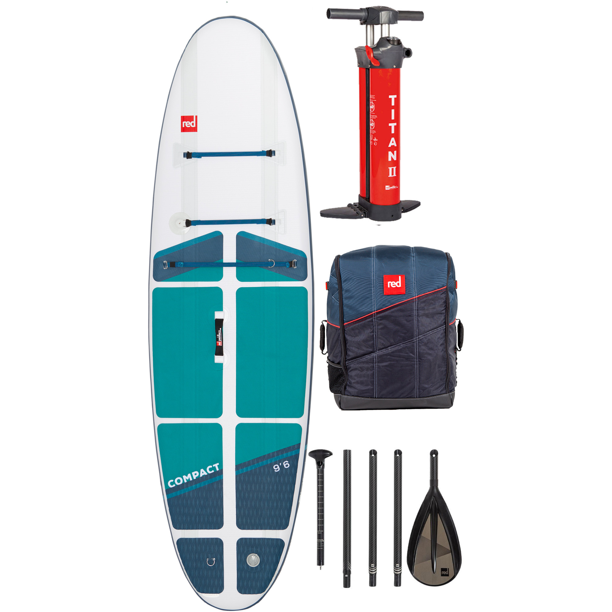 Red Paddle Co 9'6 Compact Stand Up Paddle Board Bag Pump Paddle & Leash ...