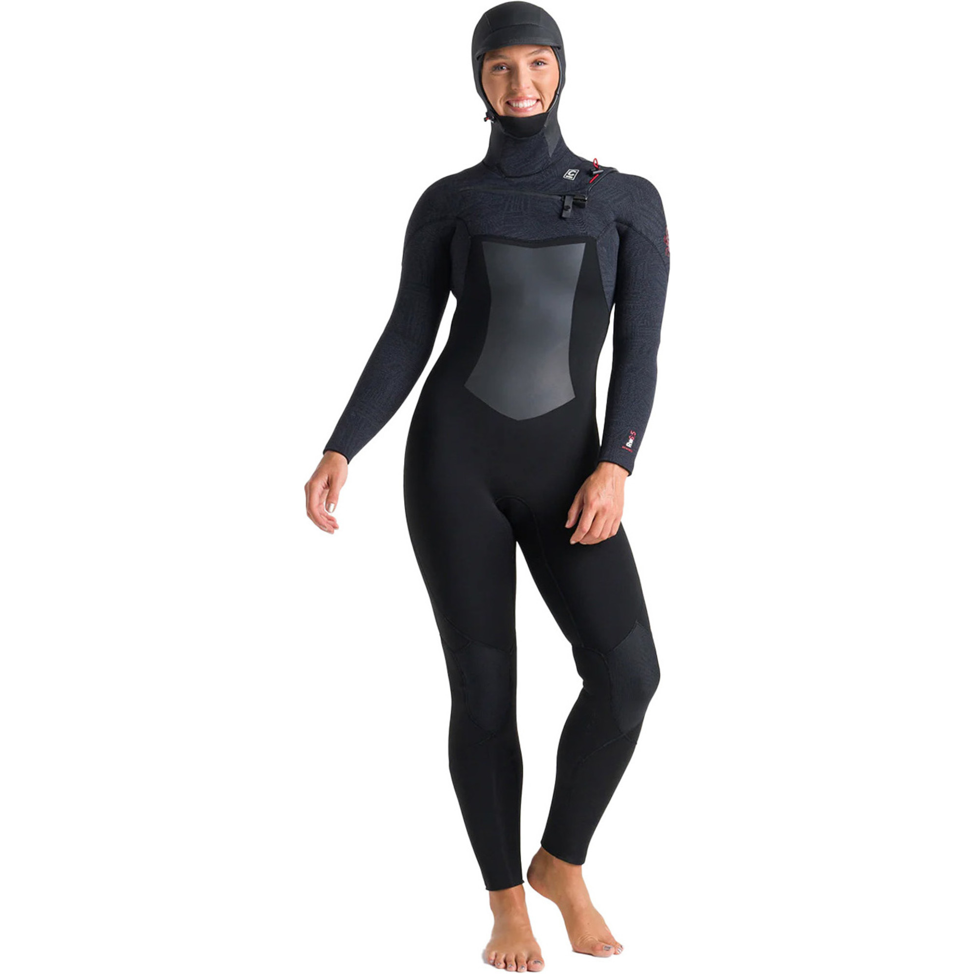 C-Skins Womens ReWired 6/5mm Chest Zip Hooded Wetsuit C-RW65WH - Black ...
