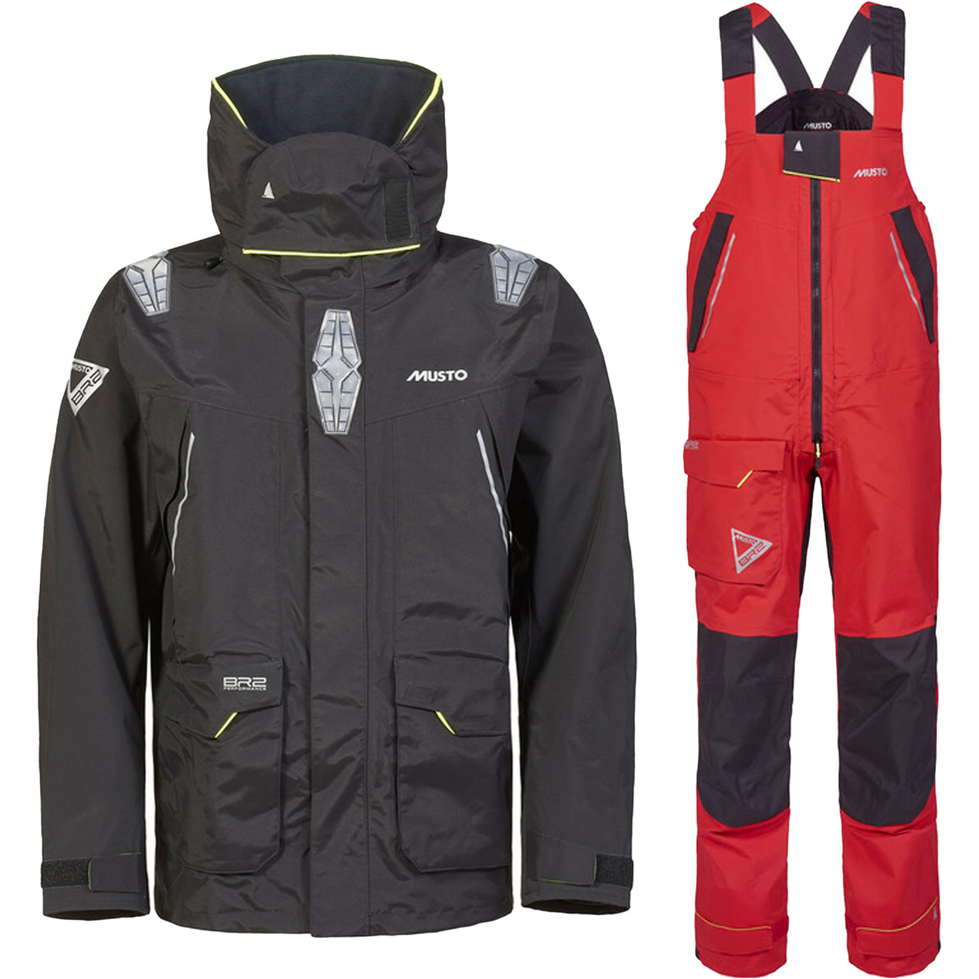 2025 Musto Mens BR2 Offshore Jacket & Salopette Combi Set - Black / Red ...