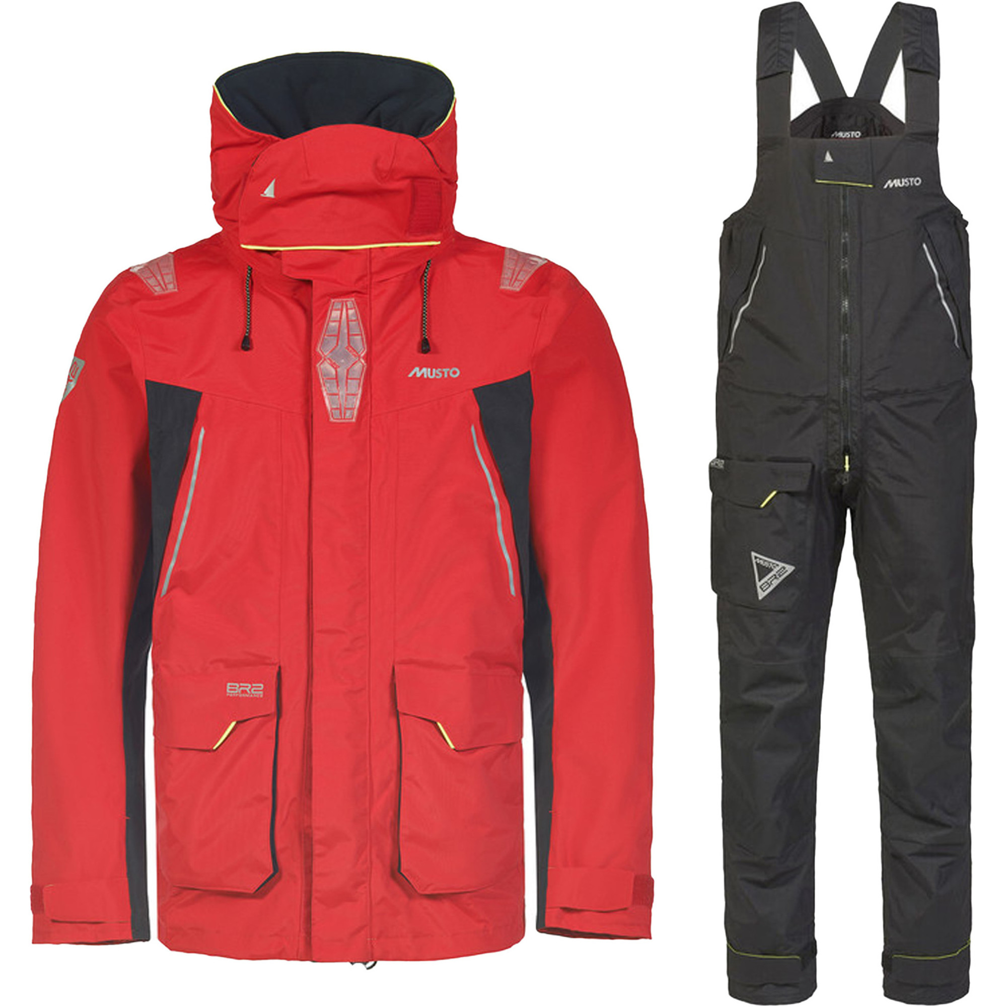 2025 Musto Mens BR2 Offshore Jacket & Salopette Combi Set - Red / Black ...