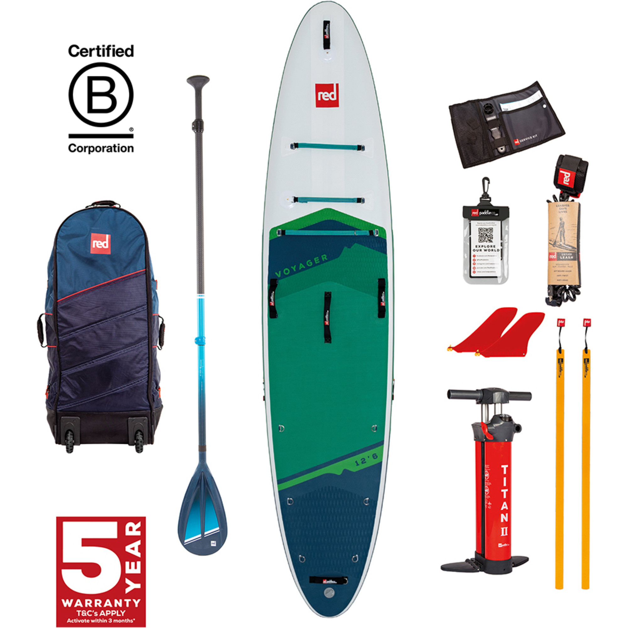 2024 Red Paddle Co 12'6'' Voyager MSL Stand Up Paddle Board Bag Pump ...