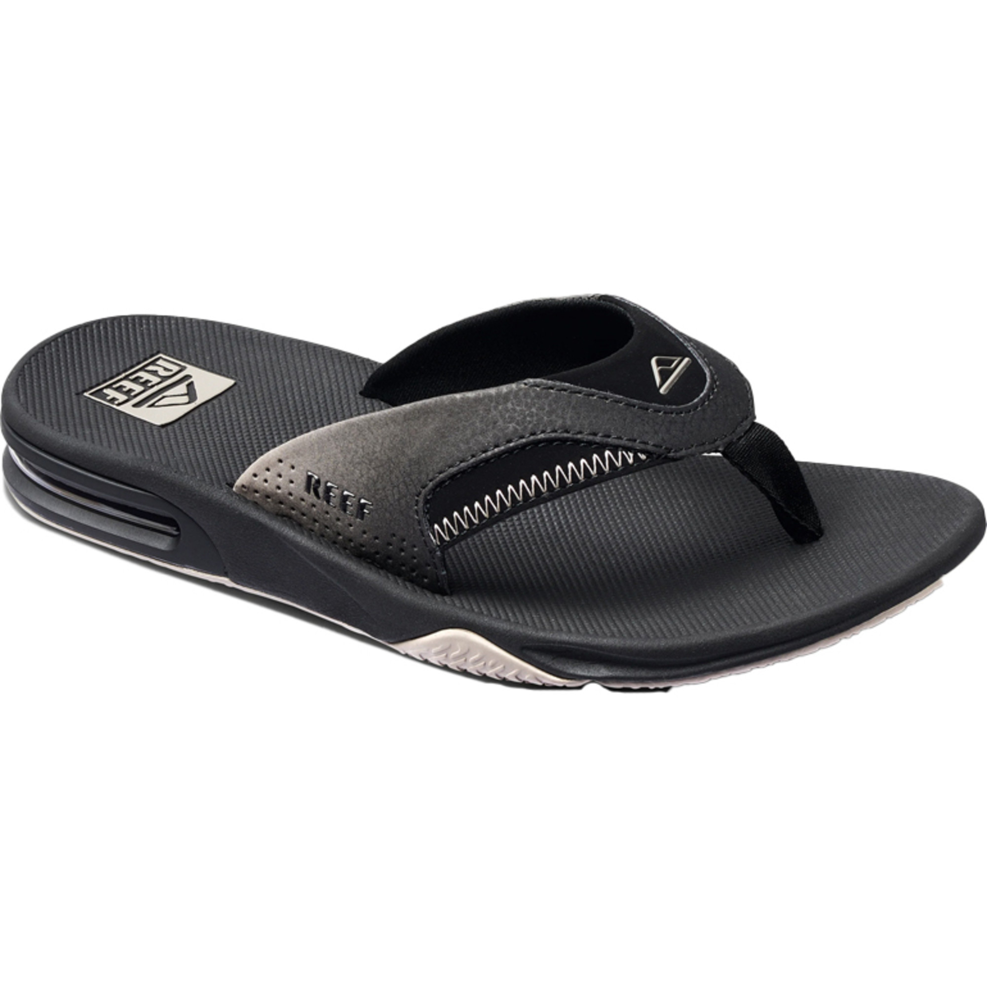 2023 Reef Mens Fanning Flip Flops CJ0393 - Black / Taupe Fade ...