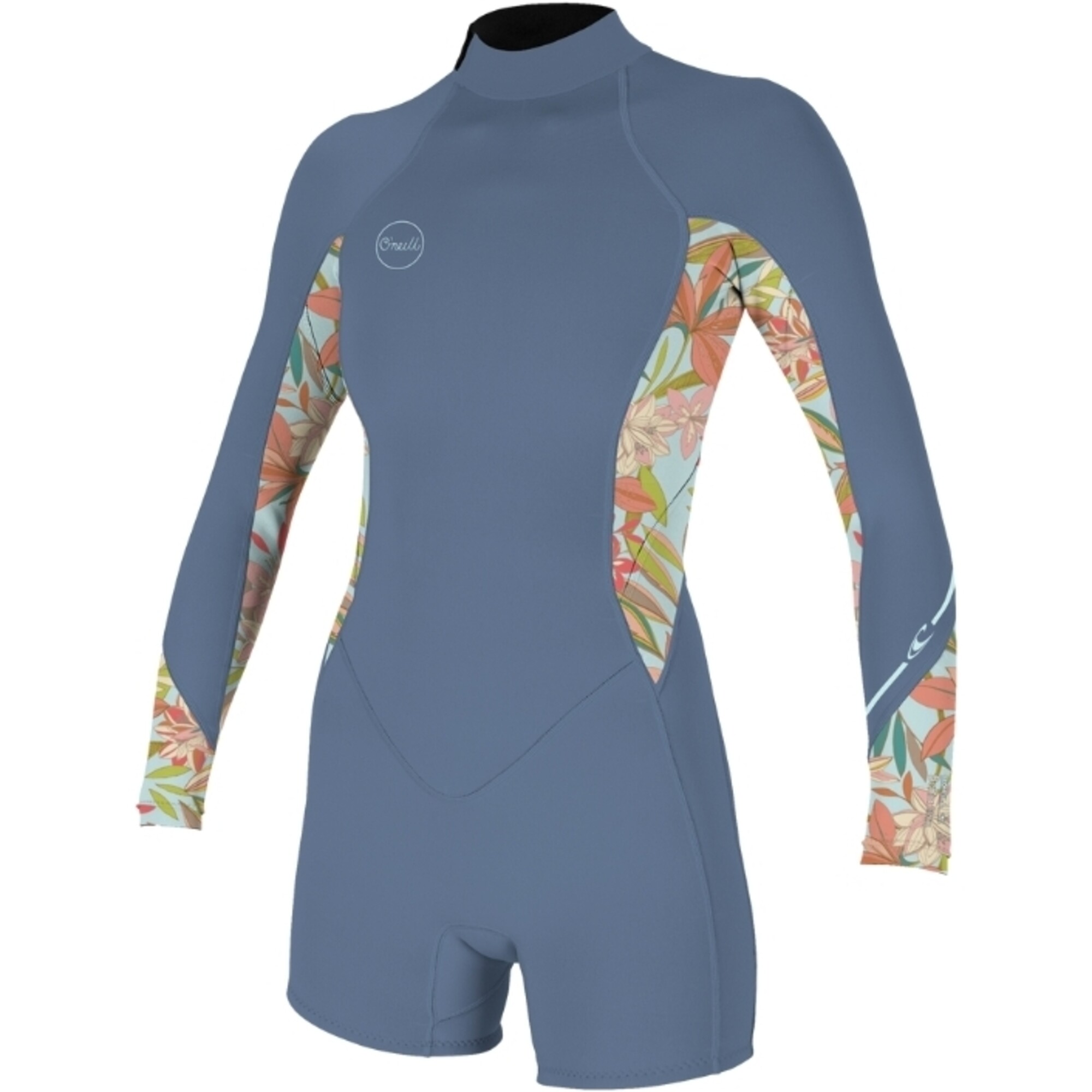 2024 O'Neill Womens Bahia 2/1mm Long Sleeve Back Zip Shorty Wetsuit ...