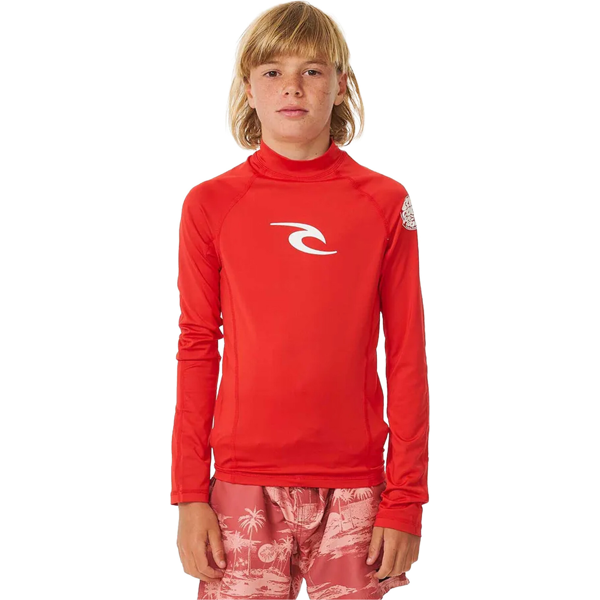 2025 Rip Curl Boys Brand Wave UPF Long Sleeve Rash Vest 122BRV - Red ...
