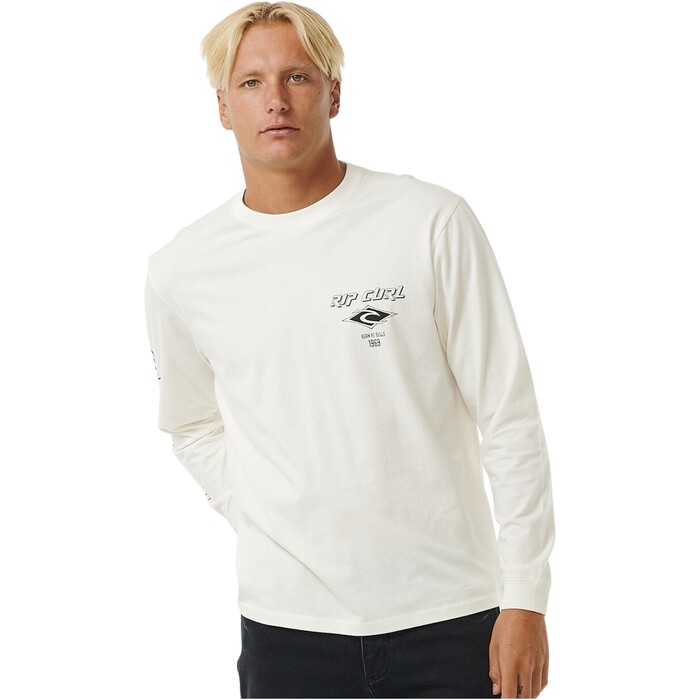 2024 Rip Curl Fade Out Icon Long Sleeve Tee 0BQMTE - Bone - Clothing ...