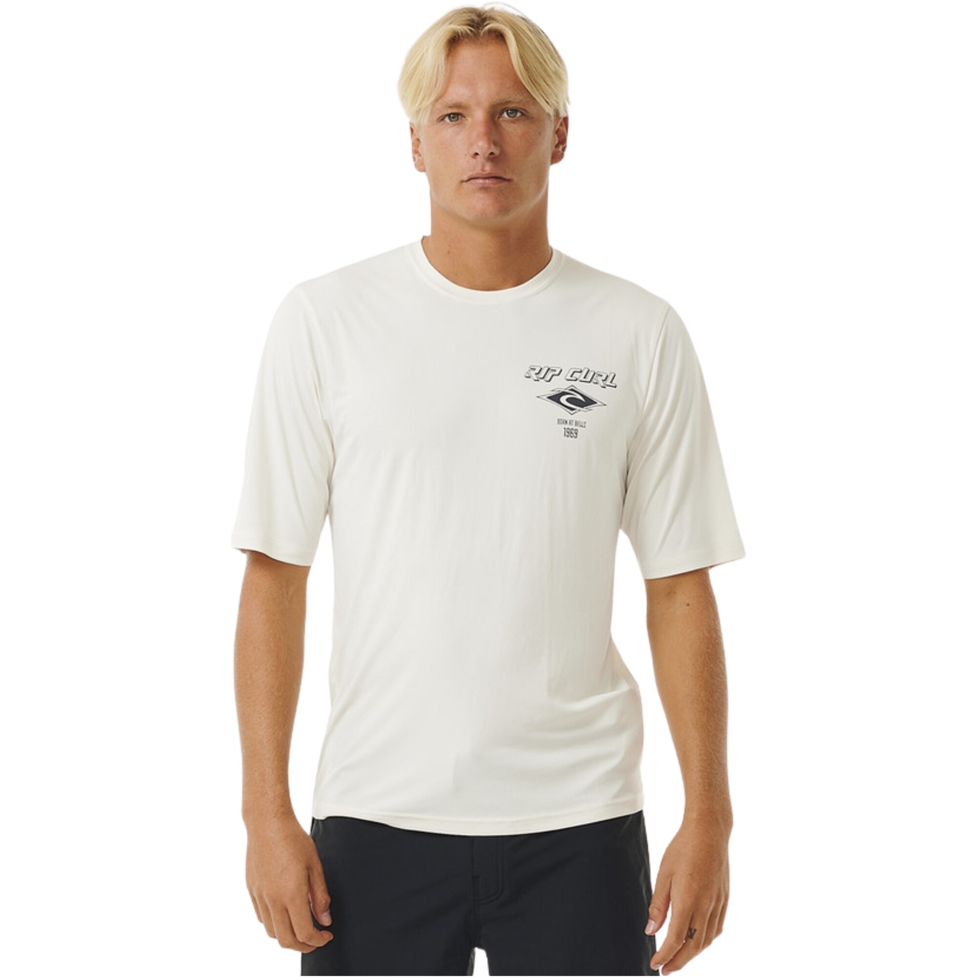 2024 Rip Curl Icons Surflite UPF Short Sleeve Surf Tee 14YMRV - Bone ...