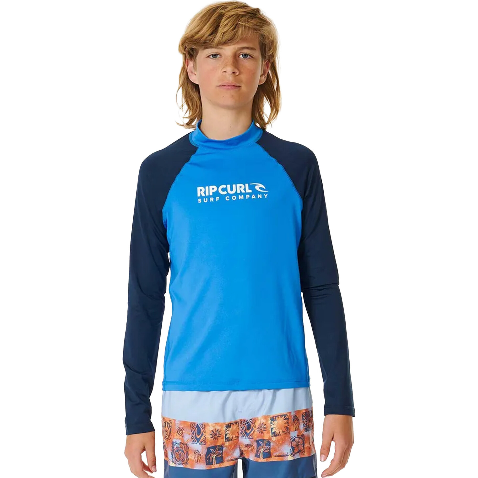 2025 Rip Curl Junior Shock UPF Long Sleeve Rash Vest 123BRV - Blue Gum ...