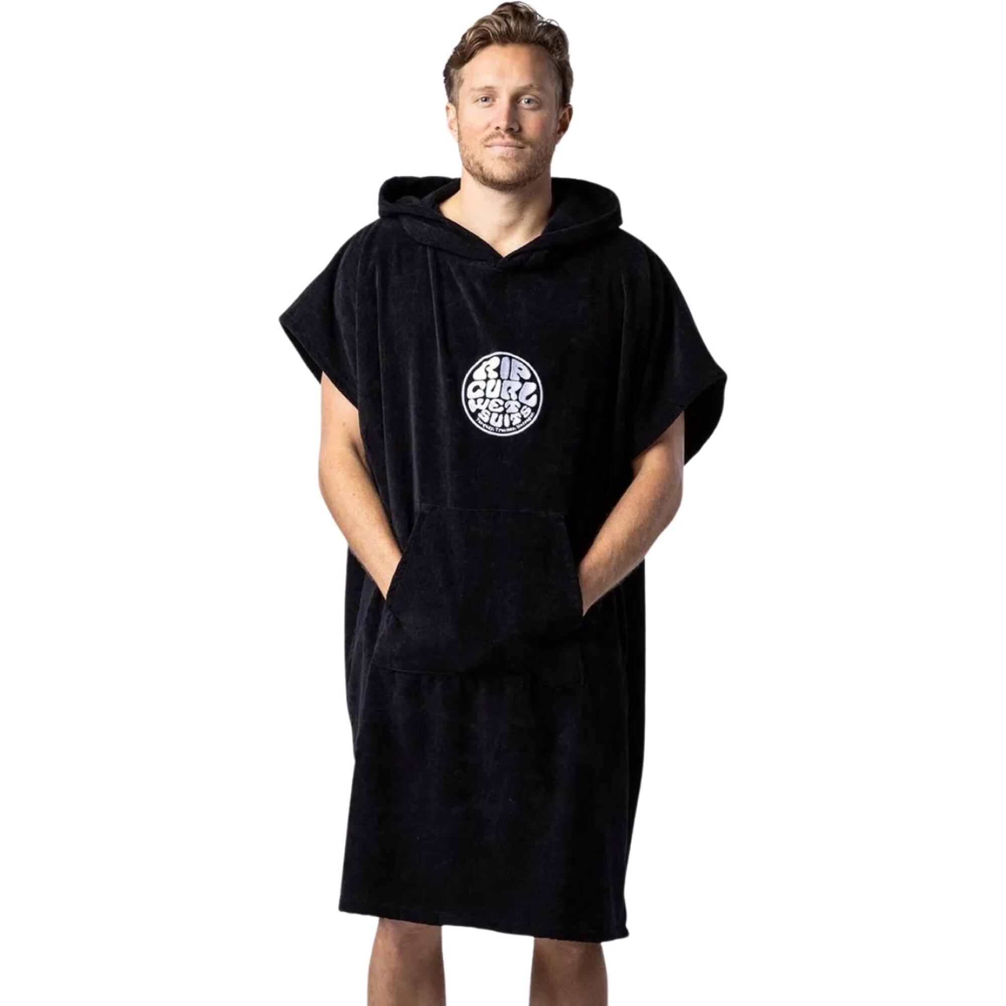 2025 Rip Curl Logo Hooded Towel Changing Robe / Poncho 00GMTO - Black ...