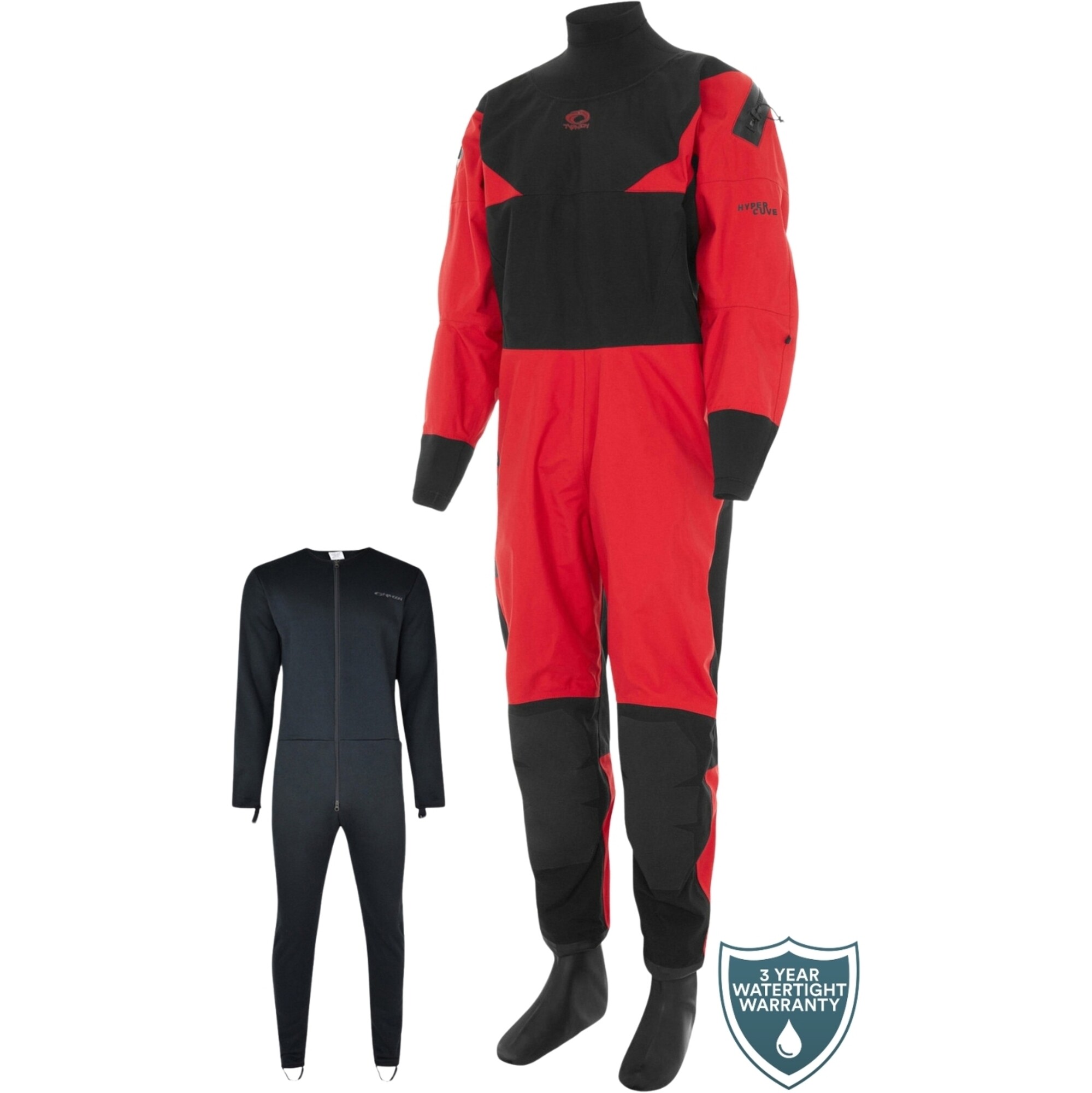 Typhoon Hypercurve 4 Back Zip Drysuit & Underfleece 100179bundle - Red ...