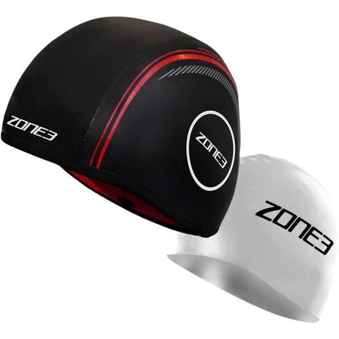 Zone3 Neoprene Strapless Swimming Cap NA18USSC108 - Black / Red ...