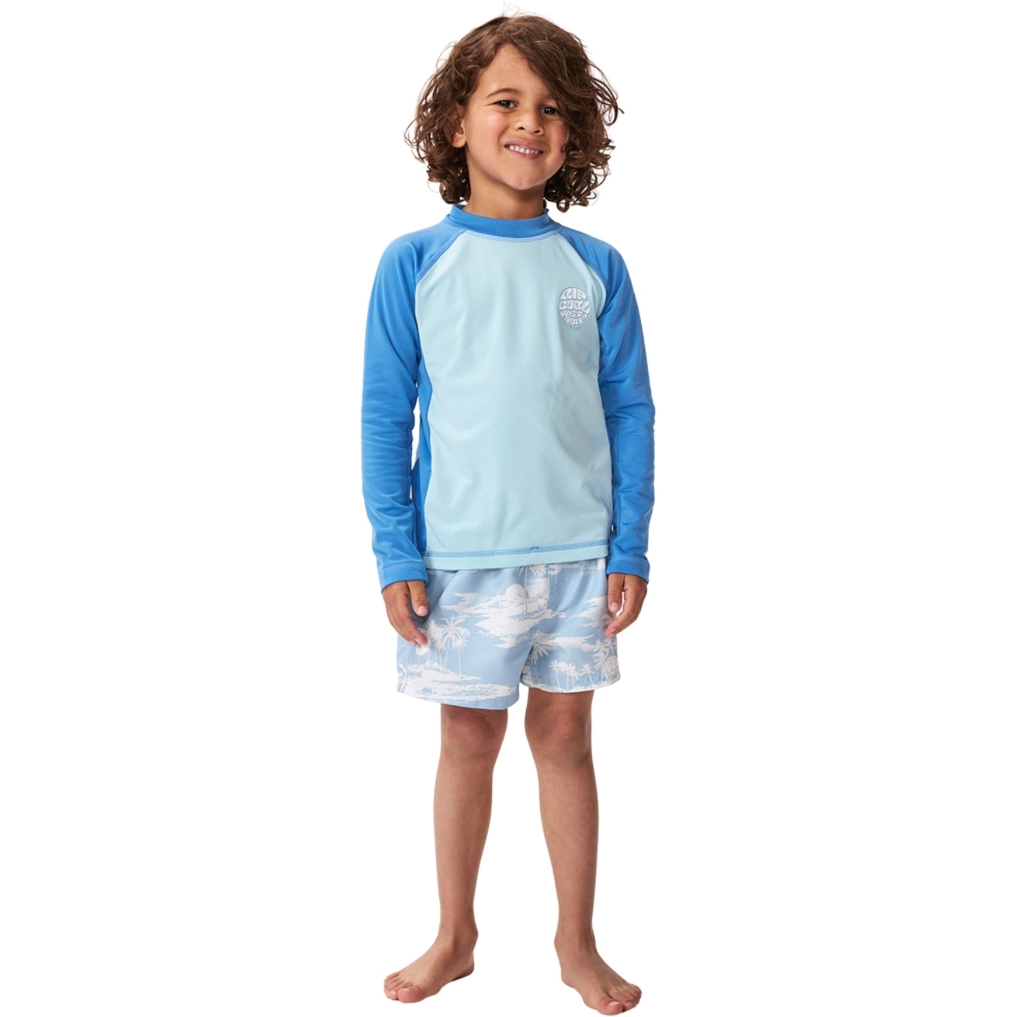 2025 Rip Curl Kids Icons UV Brushed Long Sleeve Rash Vest TNHTRV - Blue ...