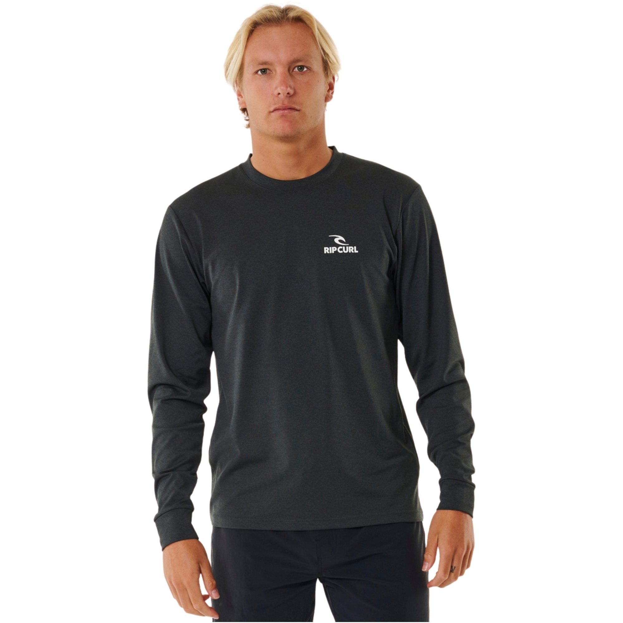 2025 Rip Curl Mens Stack UPF Long Sleeve Rash Vest 143MRV - Black Marle ...