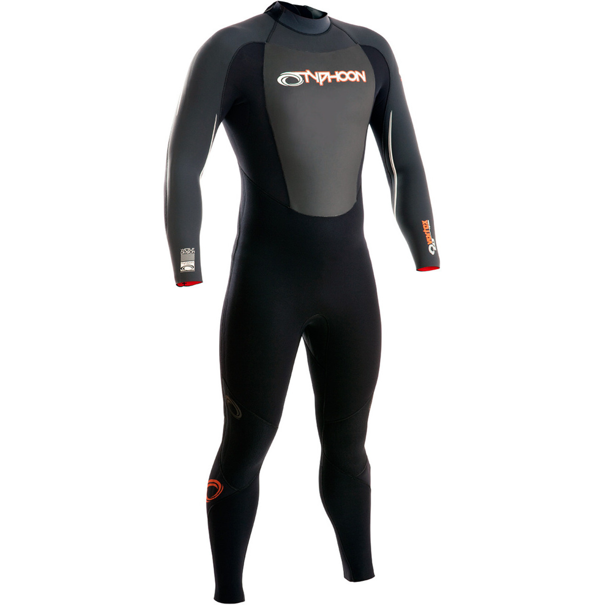 Typhoon Vortex 5/4/3mm GBS Back Zip Wetsuit Black/Graphite/Orange ...
