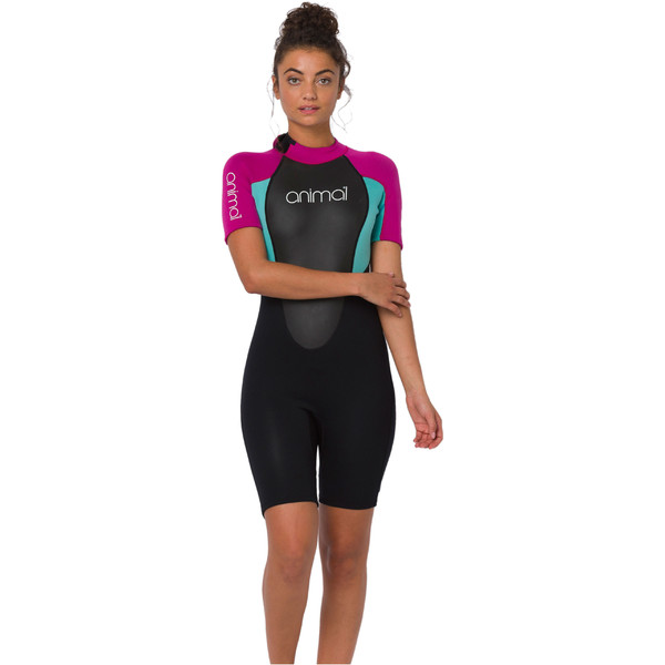 2020 Animal Womens Nova 3/2mm Back Zip Shorty Wetsuit AW0SS303 - Black ...