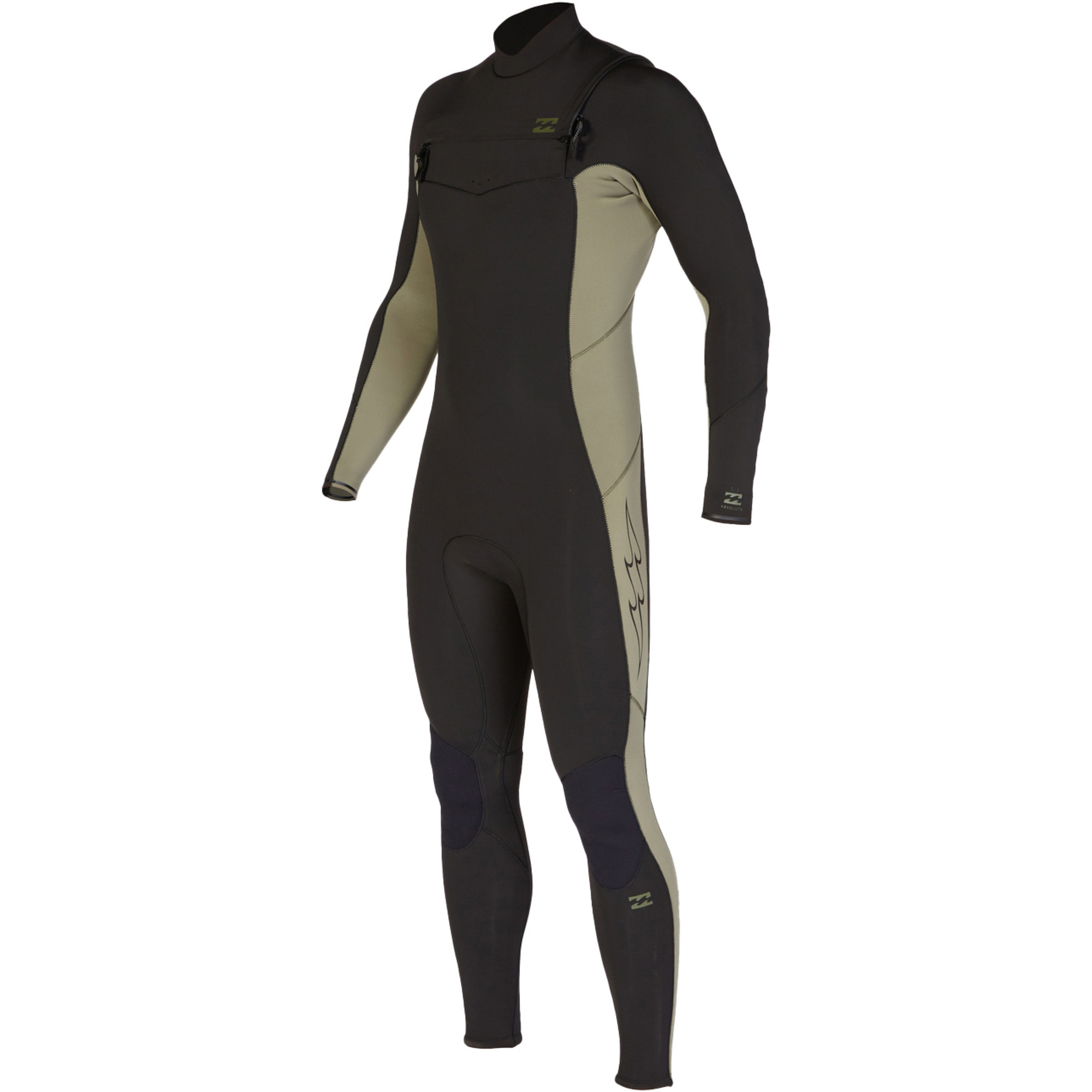 2023 Billabong Mens Absolute 4/3mm Chest Zip Wetsuit F44M24 - Military ...
