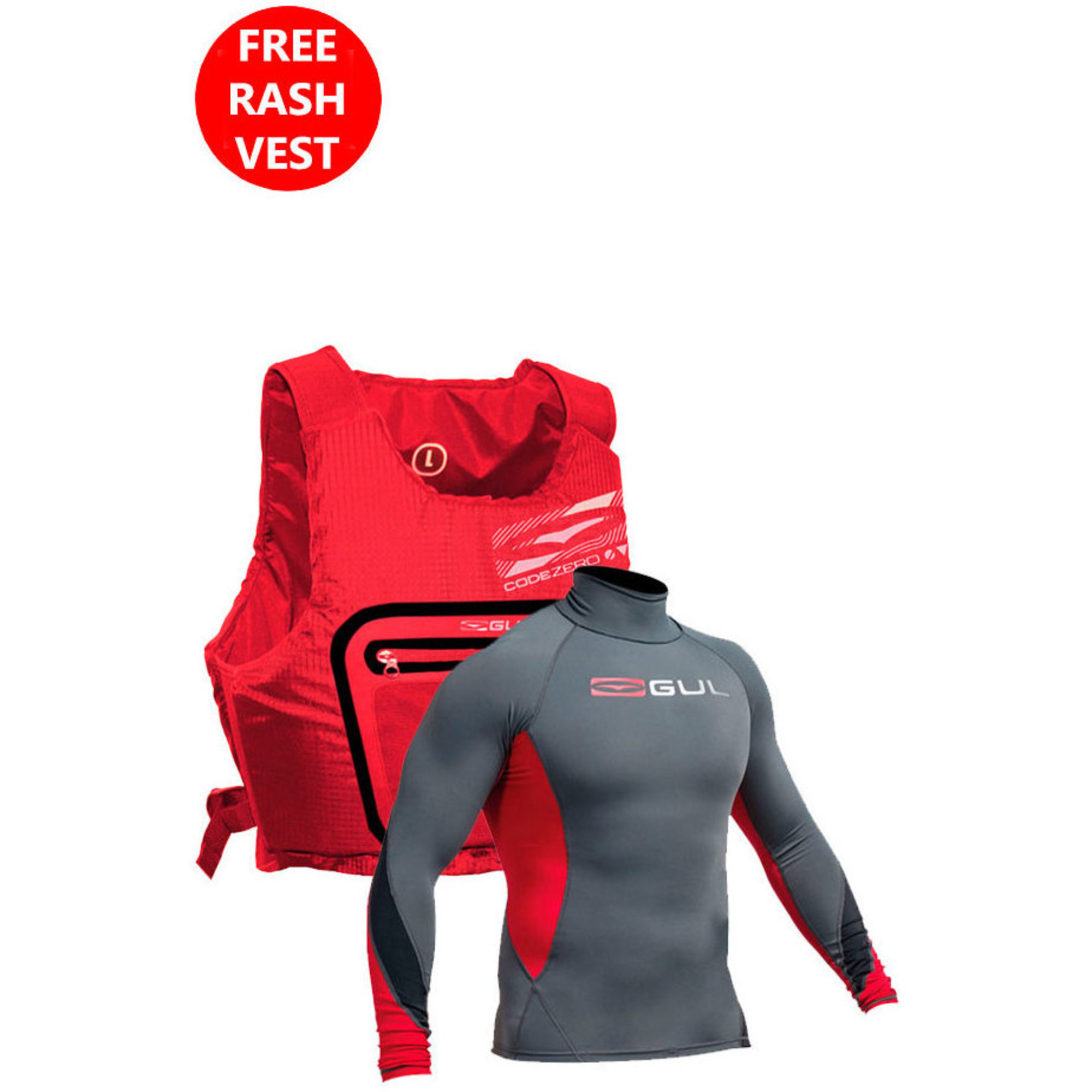 GUL Code Zero Evo Buoyancy Aid RED FREE Xola Rash Vest - GM0379-A9 ...
