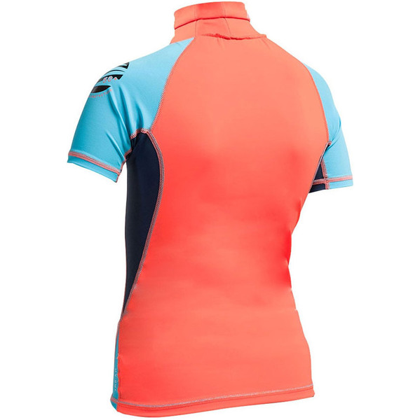 Gul Junior Surf Short Sleeve Rashguard Coral / Turquoise RG0345-A9 ...
