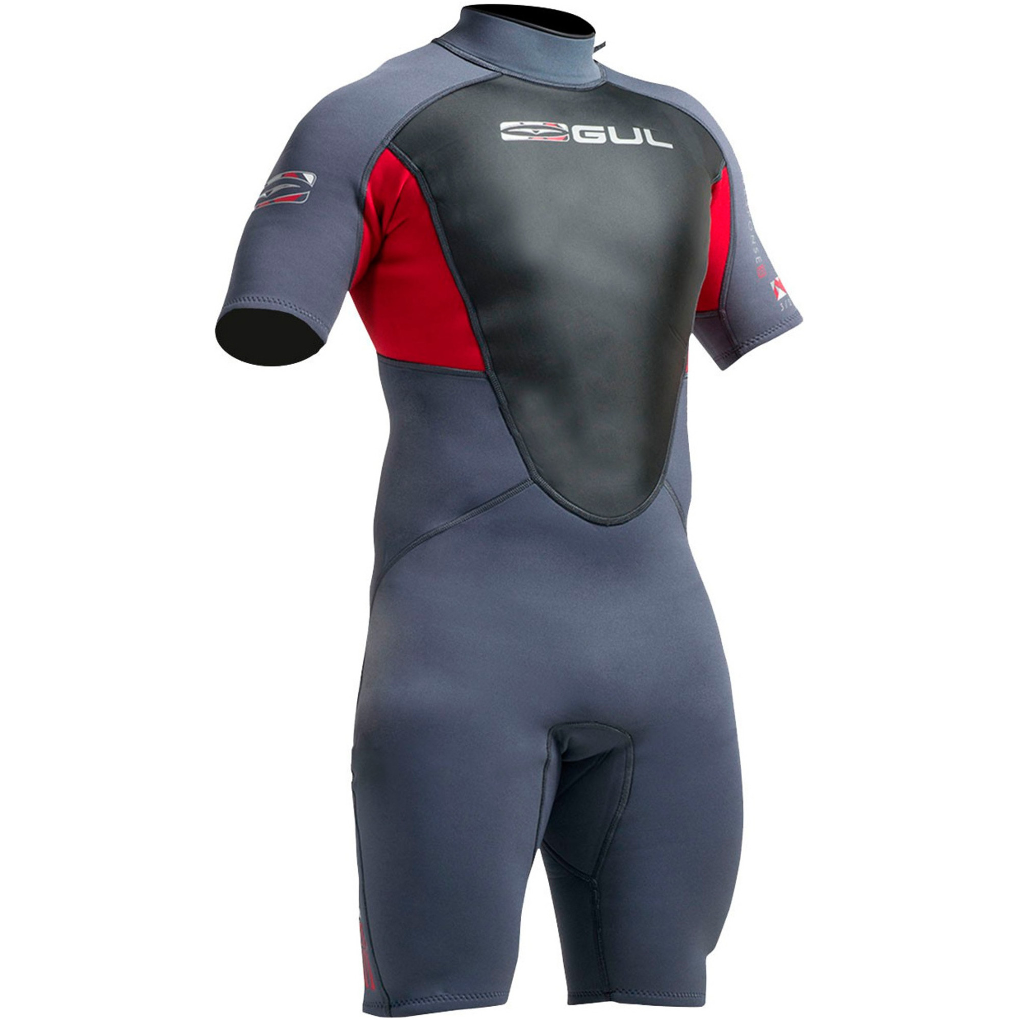 Gul Response 3/2mm Mens Shorty Wetsuit in Graphite / Red RE3319-A9 ...