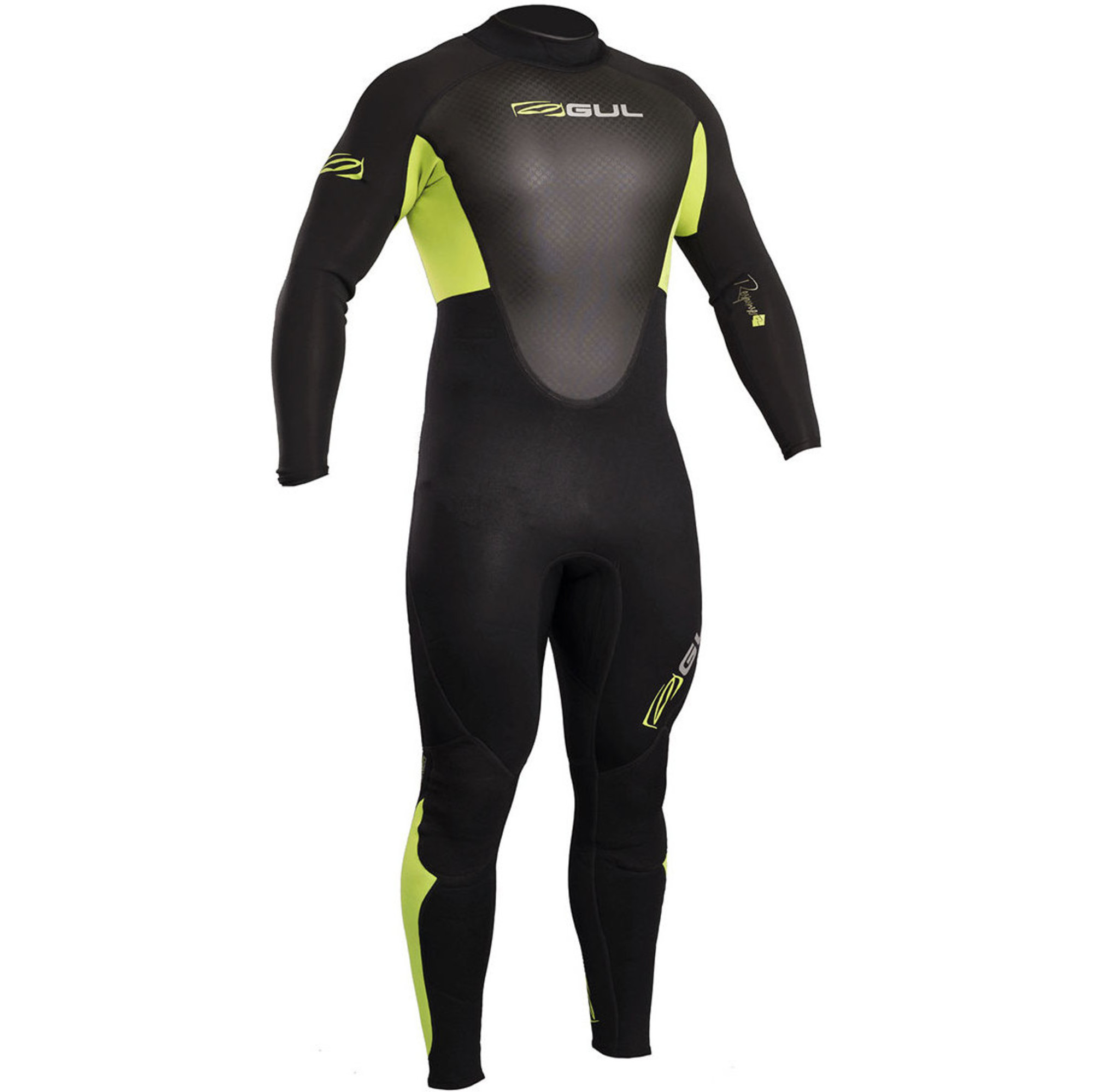 2019 Gul Response 3/2mm Flatlock Back Zip Wetsuit Black / Lime RE1321 ...