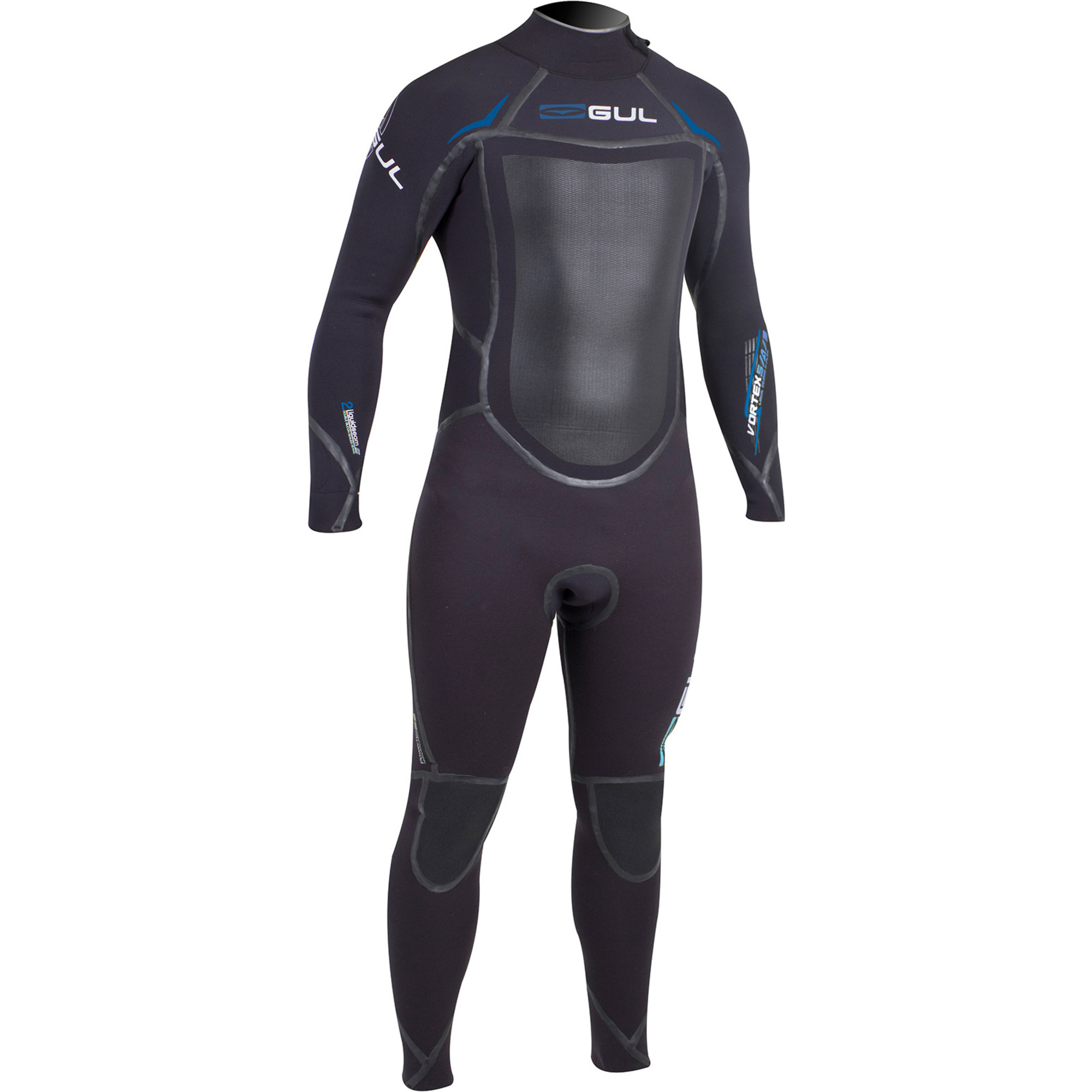 Gul Vortex 3/2mm Back Zip Wetsuit in Black / Blue Detail VX1212 VX1222 ...