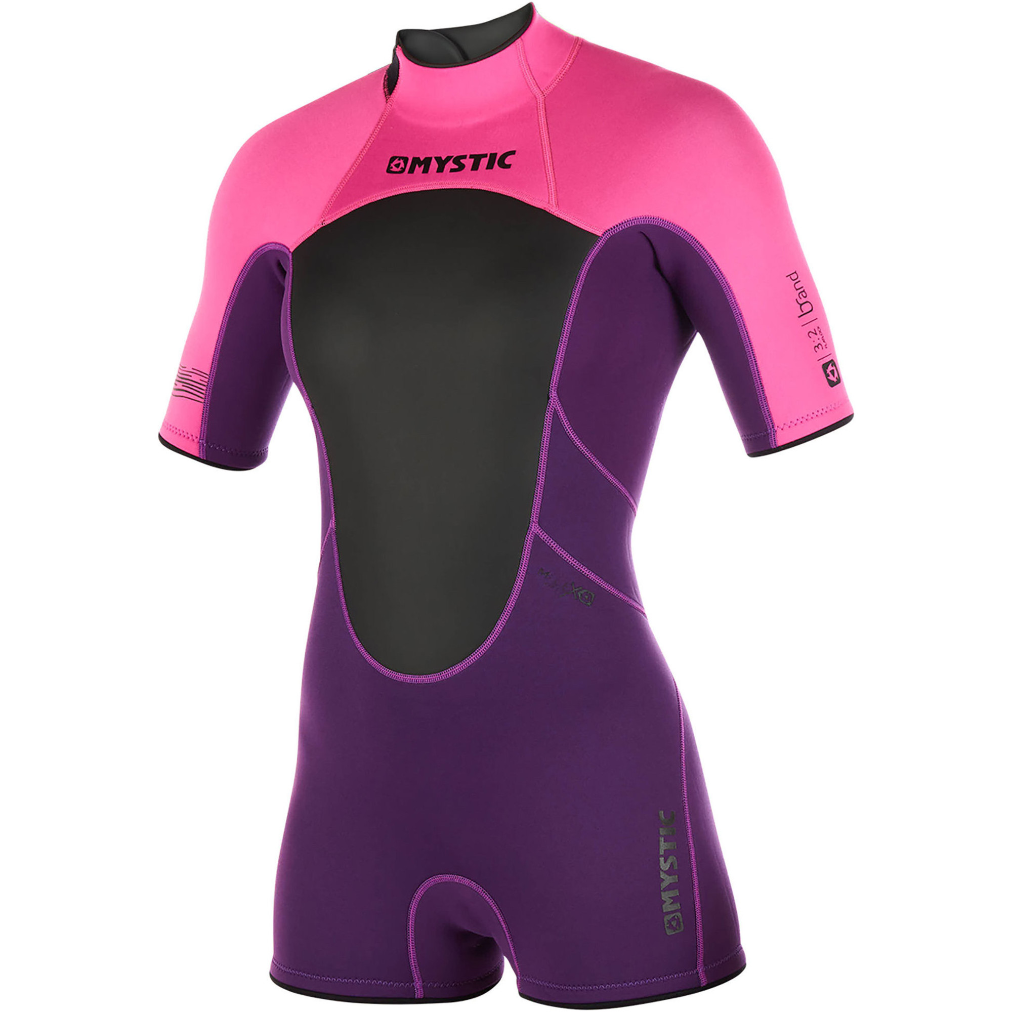 2019 Mystic Womens Brand 3/2mm Back Zip Shorty Wetsuit Purple 180071 ...