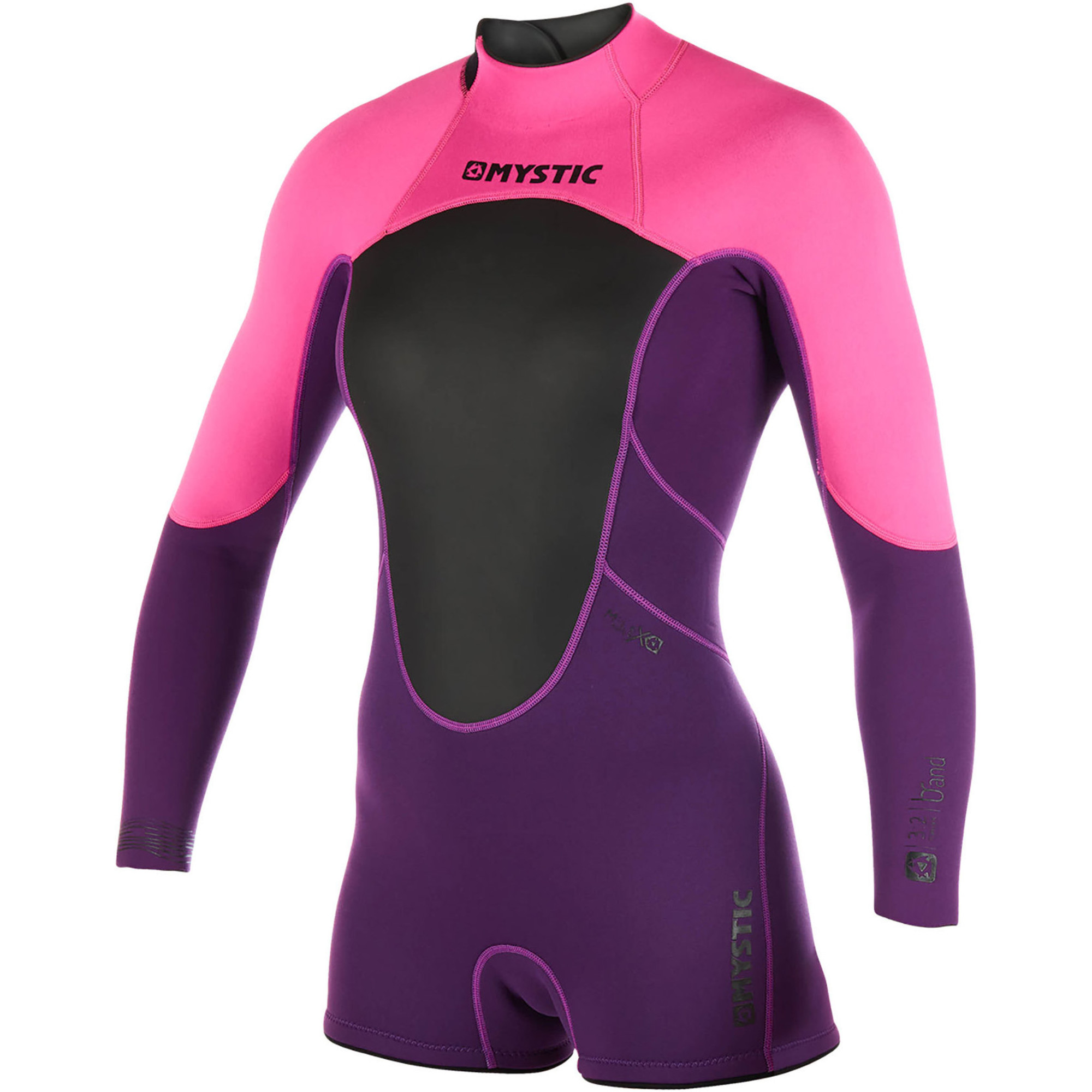 2019 Mystic Womens Brand 3/2mm Long Arm Shorty Wetsuit Purple 180070 ...