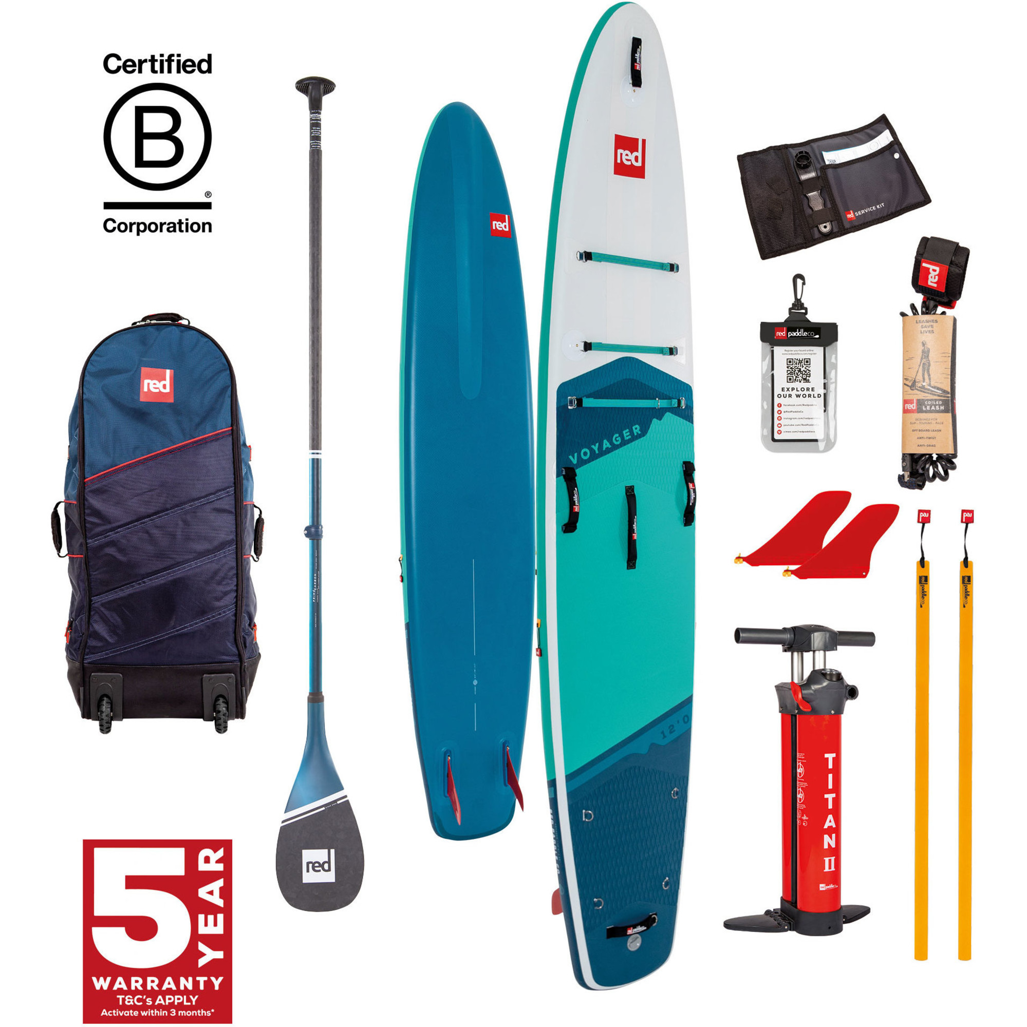 2024 Red Paddle Co 12'0'' Voyager MSL Stand Up Paddle Board Bag Pump ...