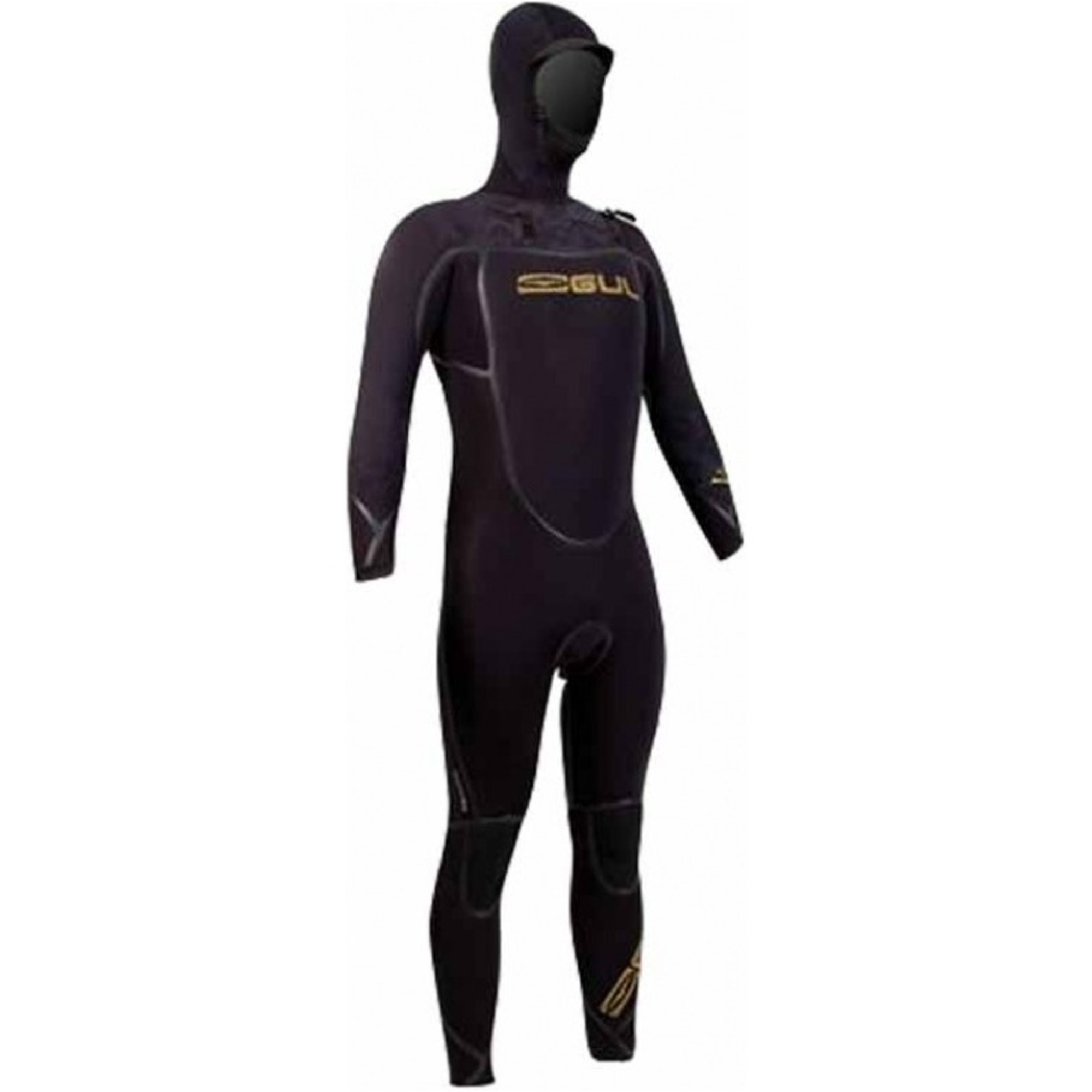 Gul Viper 6/5/4mm FIXED HOOD Wetsuit in Black/Gold VR1207 CHEST ZIP ...