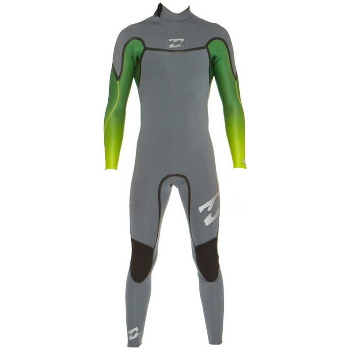 Billabong Revolution 3/2mm GBS BACK ZIP Wetsuit Ash/Green Fade H43M07 ...