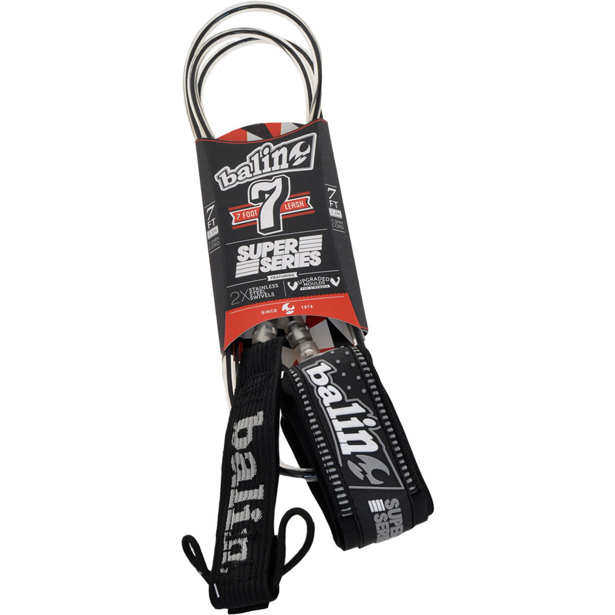 2025 Balin Super Series 7mm Double Swivel Leash Clear / Black - 7ft ...