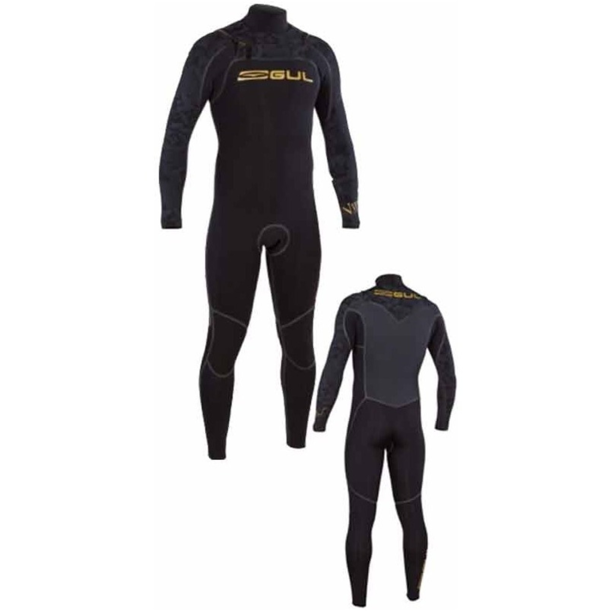 Gul Viper 6/6mm Steamer Wetsuit in Black/Gold VR1227 CHEST ZIP ...