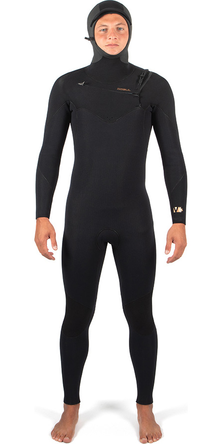2024 Gul Mens Viper 6/5/4mm Chest Zip Hooded Wetsuit VR1225/C2 - Black ...