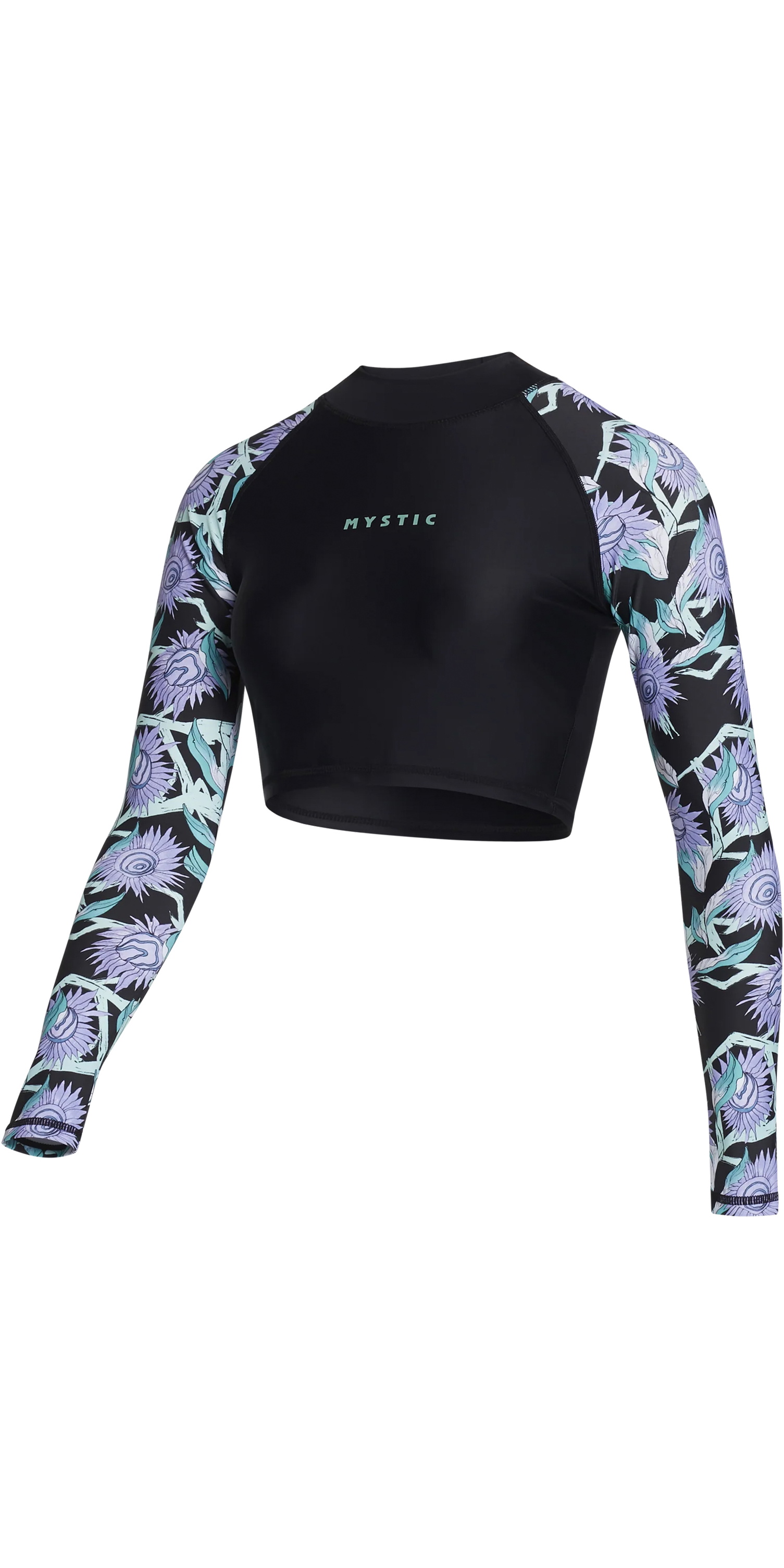 Mystic Womens Jayde Long Sleeve Crop Rash Vest 35001 230158 - Black ...