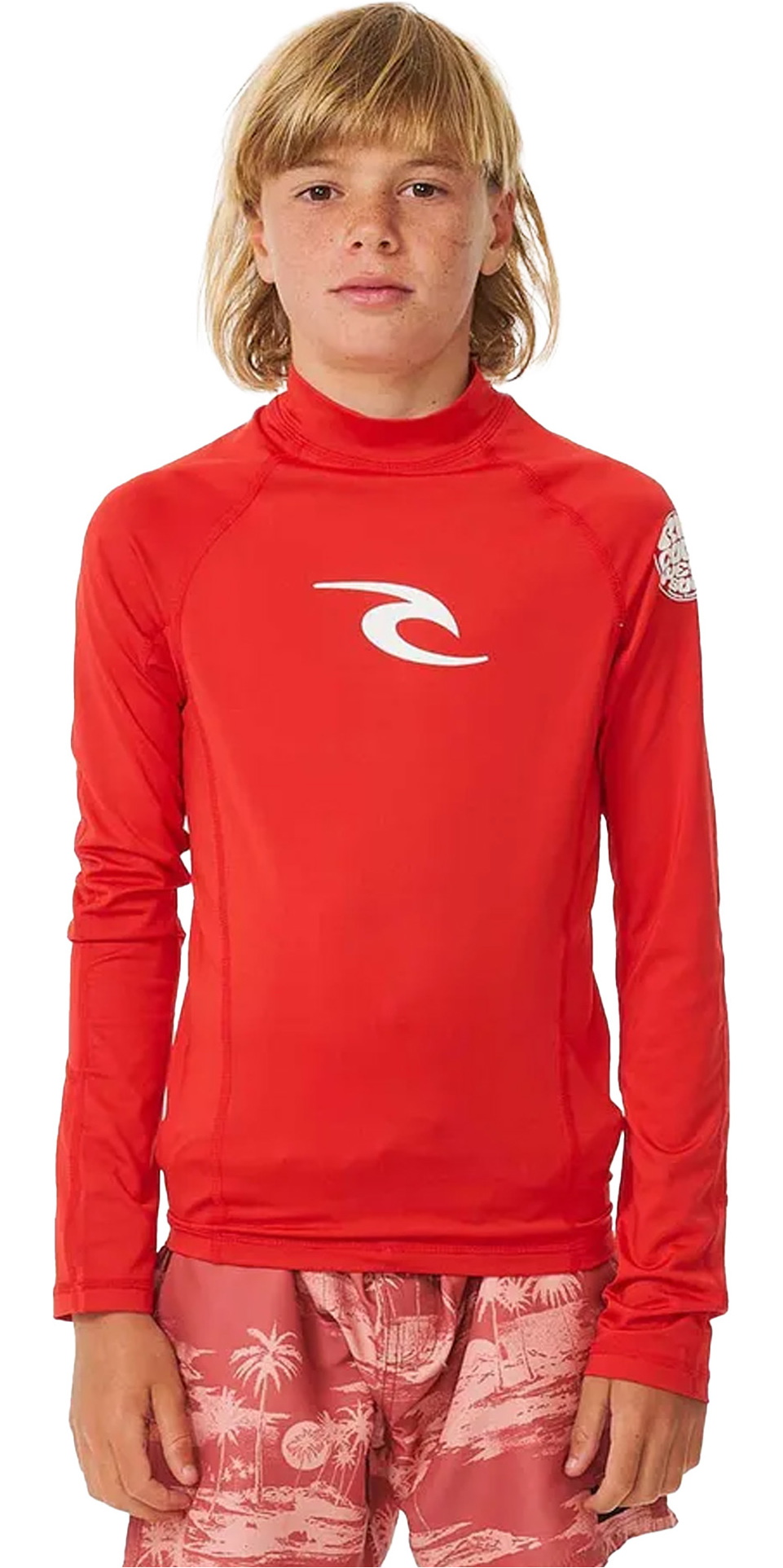 2025 Rip Curl Boys Brand Wave UPF Long Sleeve Rash Vest 122BRV - Red ...