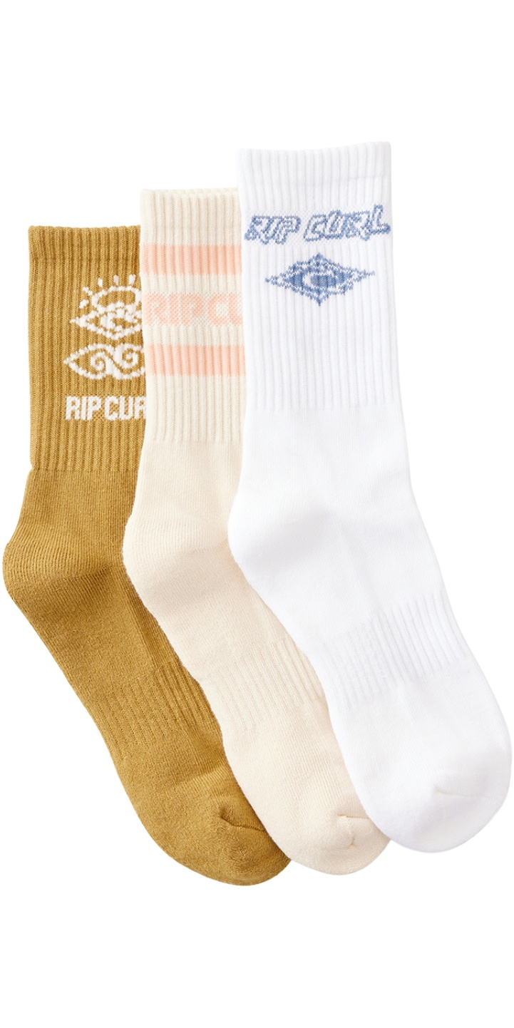 2025 Rip Curl Womens Icons Of Surf Sock 3 Pack 00EWSO - Bronze ...