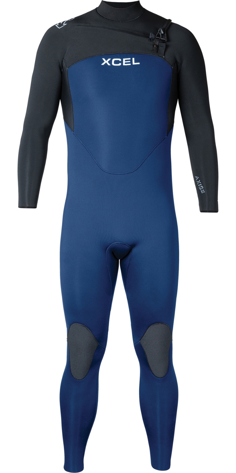 2025 Xcel Mens Axis 5/4mm Chest Zip Wetsuit MN54ZAX4BU - Navy / Blue ...