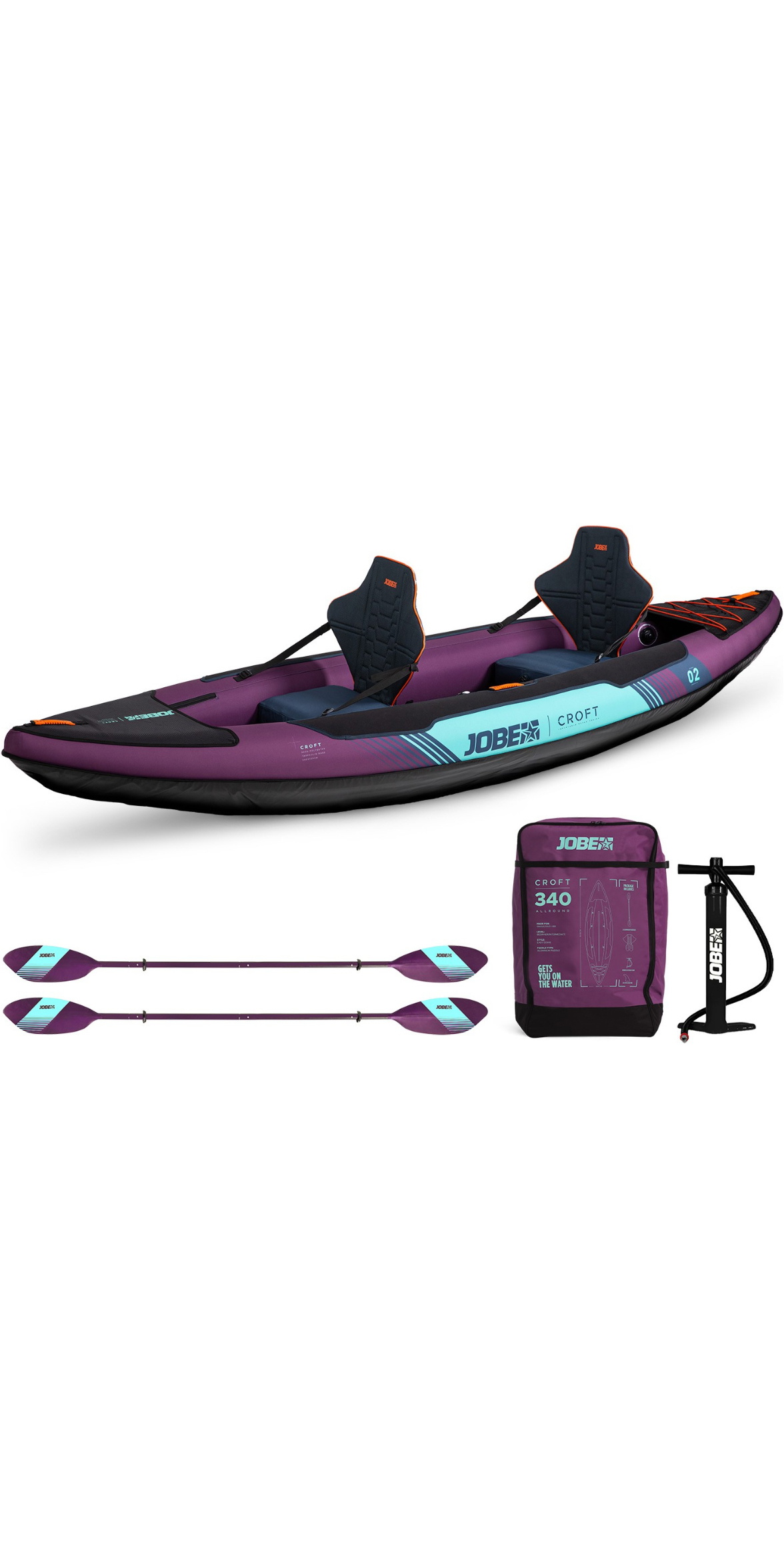 2025 Jobe Croft Inflatable Kayak Package 600025001 - Sunset Purple ...