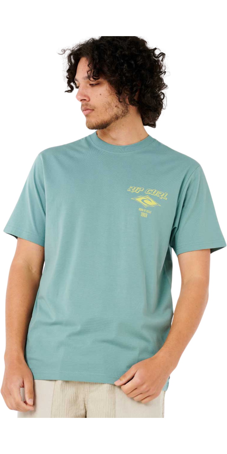 2025 Rip Curl Mens Fade Out Icon Tee 0CAMTE - Blue Lagoon - Clothing ...