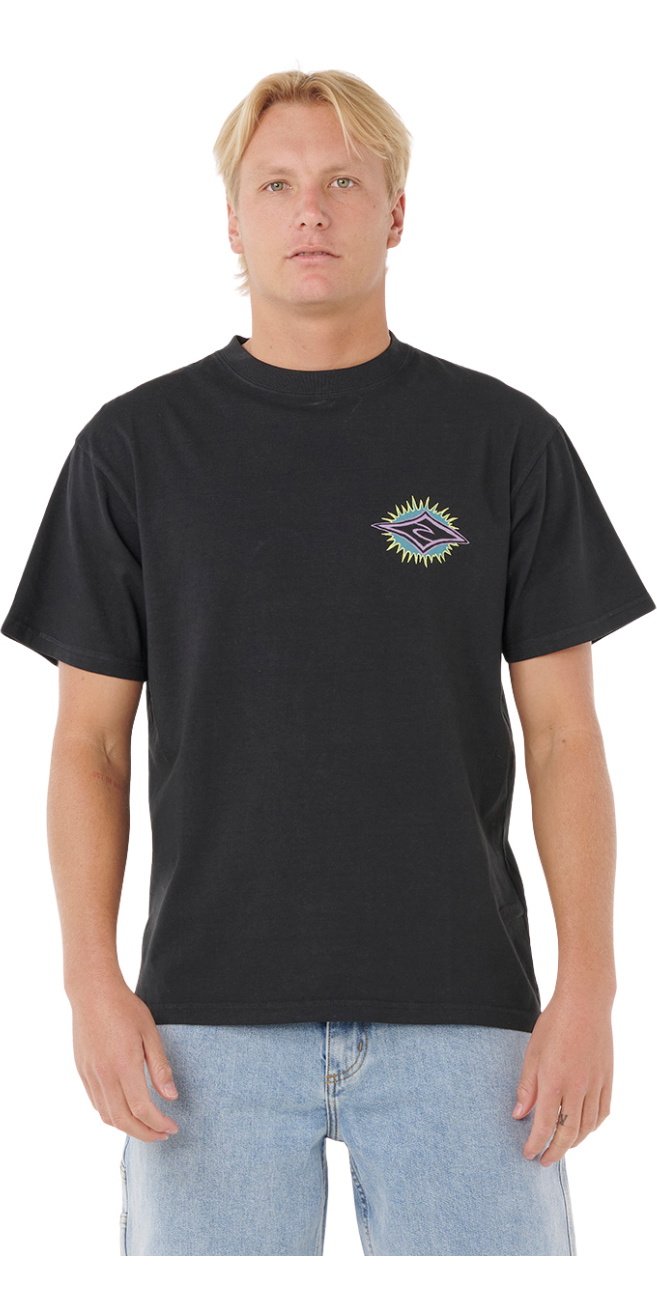 2025 Rip Curl Mens Raw Burst Tee 0U8MTE - Black - Clothing - Mens - T ...