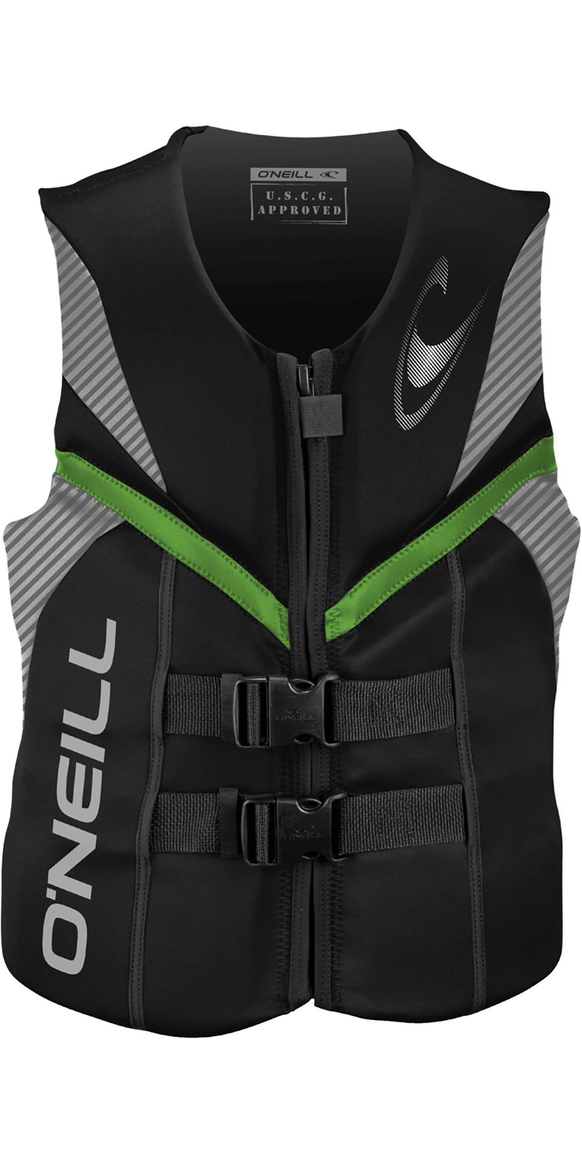 O'Neill Mens Reactor USCG Life Vest 4720 - Black / Lunar / Dayglow ...